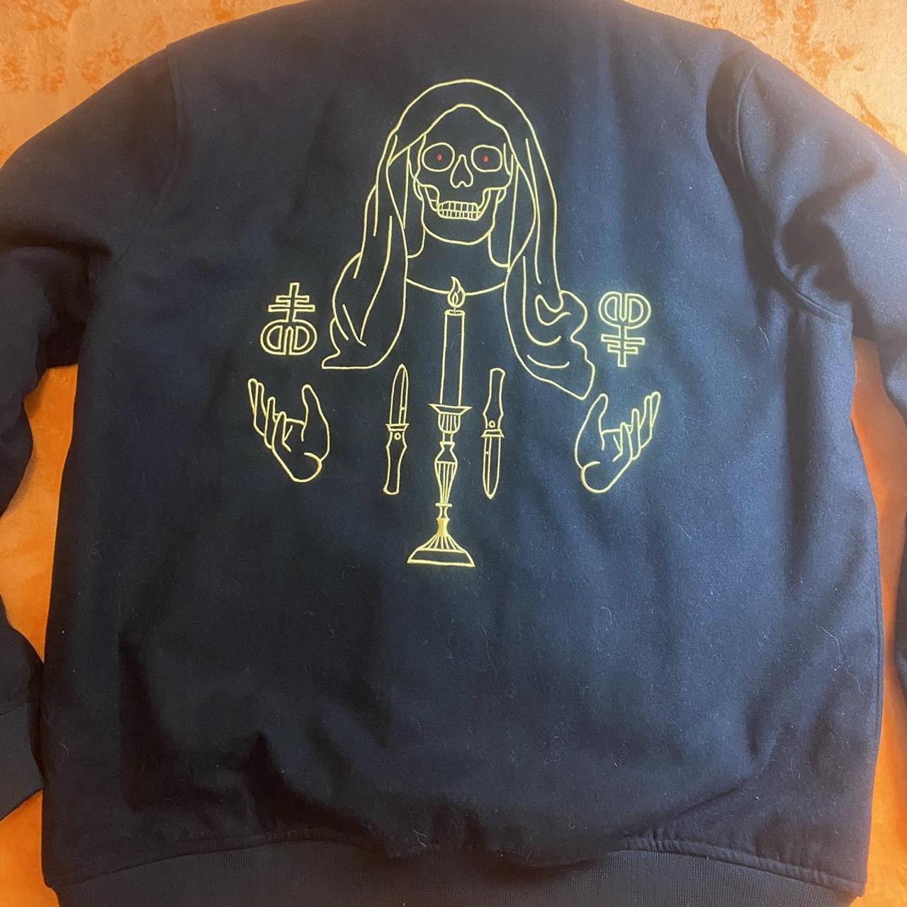 Black Drop Dead Bomber jacket with back design. Very... - Depop