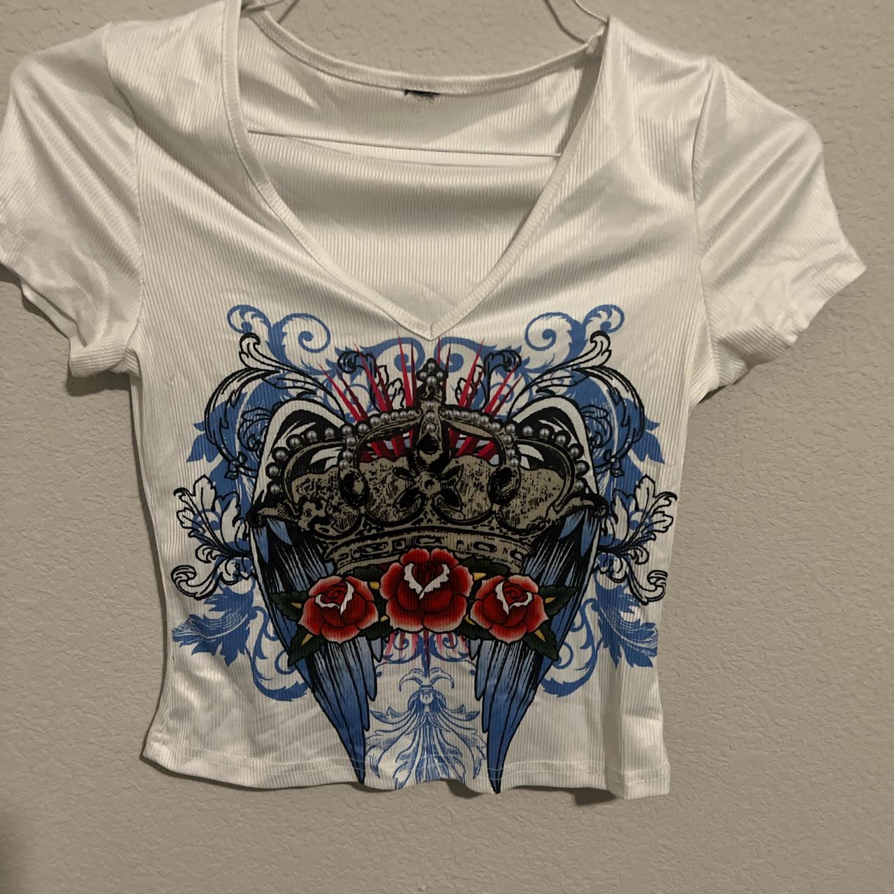 y2k V neck top Size small amazing condition stretchy - Depop