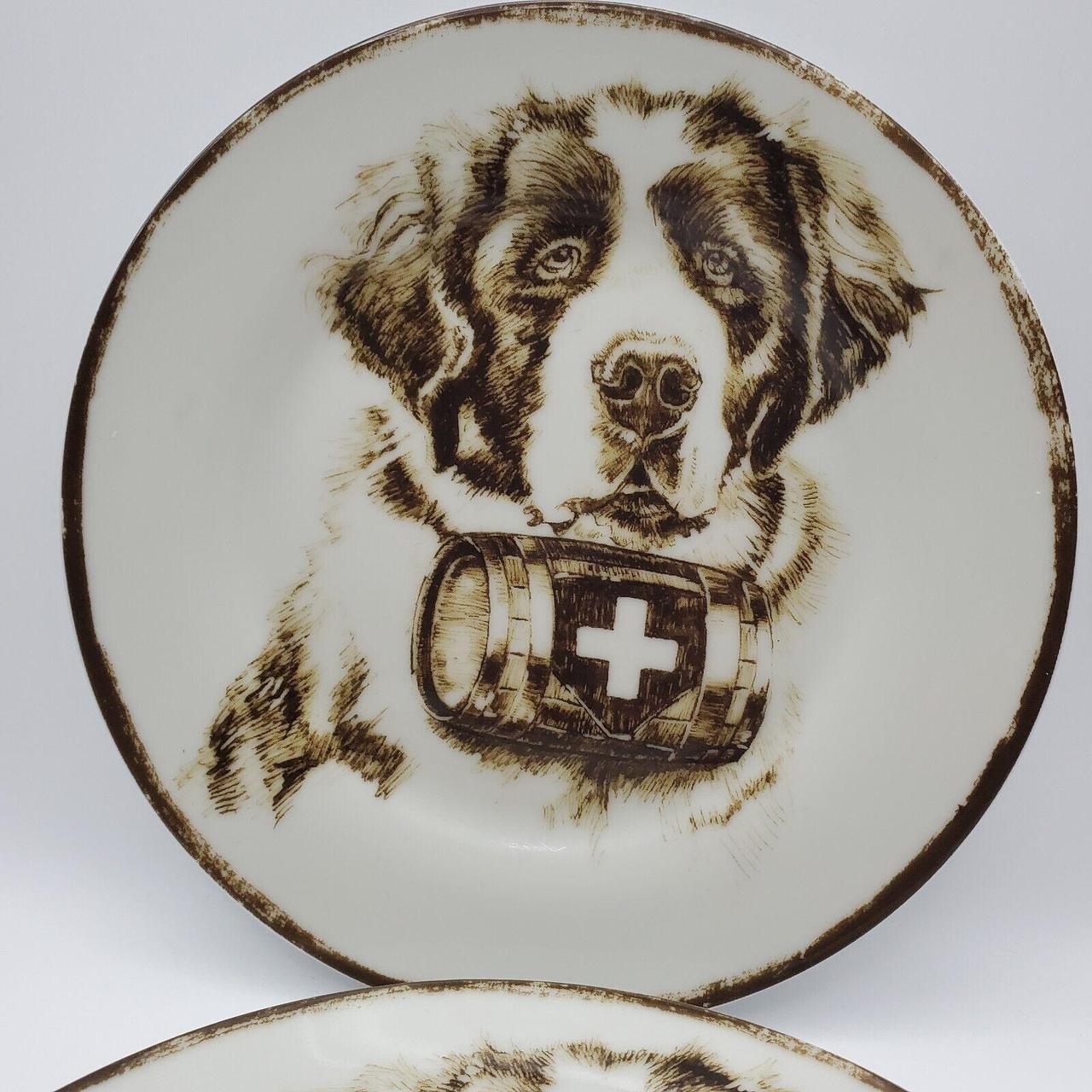 Pottery Barn Saint Bernard dog plates. Two... - Depop
