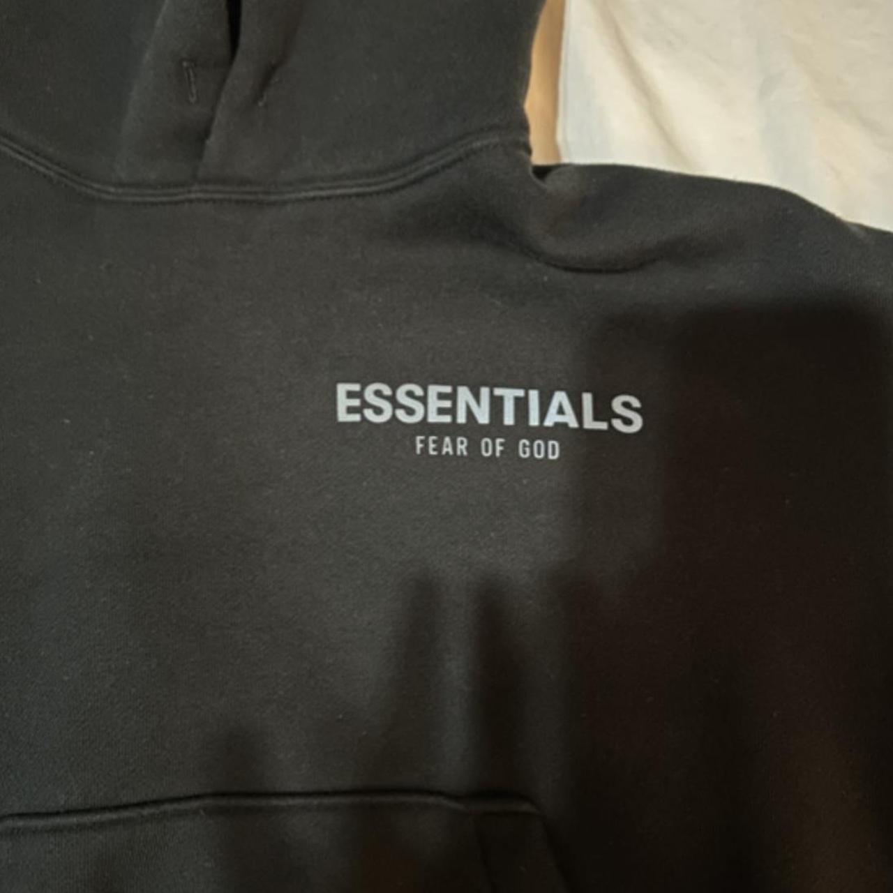 Black essentials hoodie Kids size 10 fits like a... - Depop