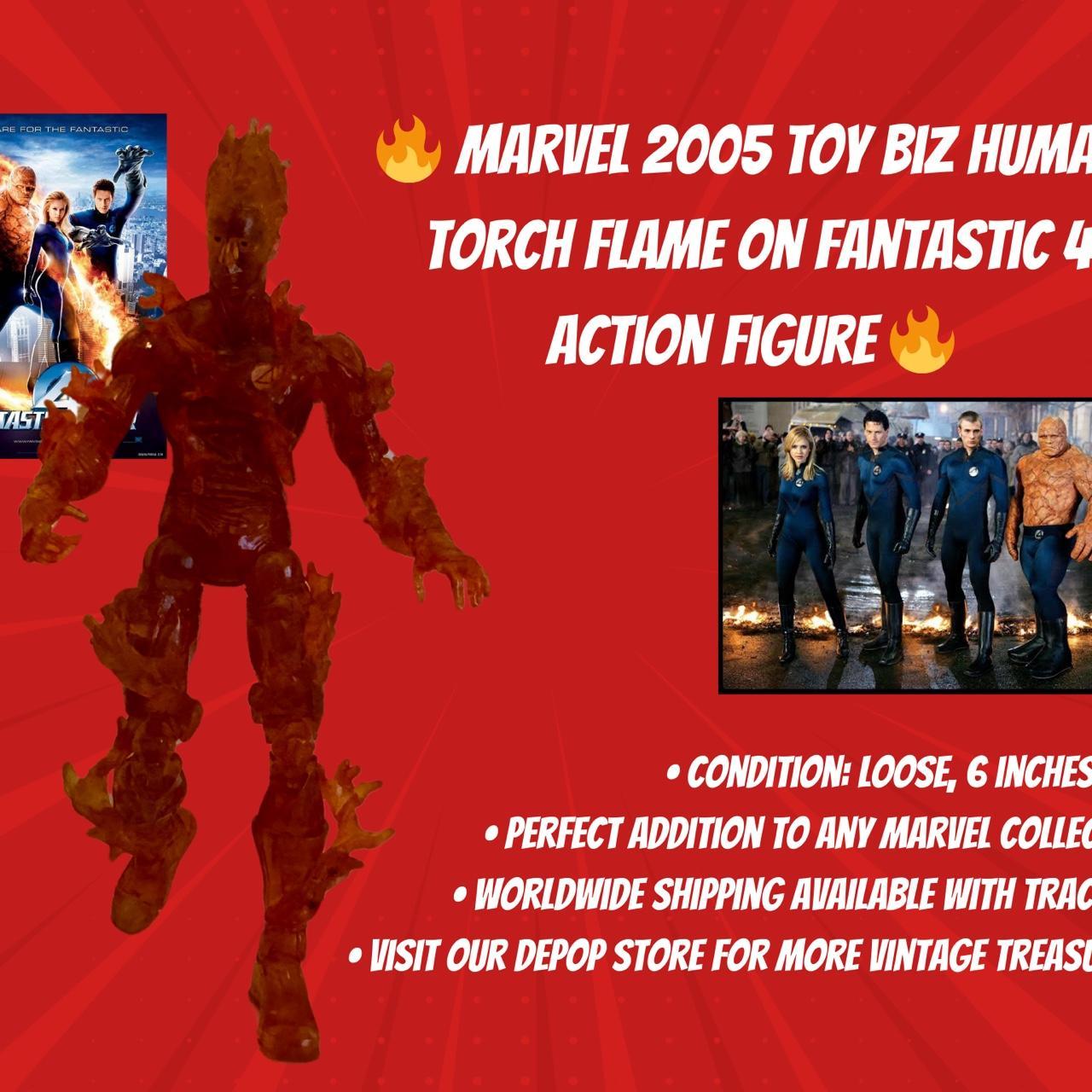 Marvel 2005 Toy Biz Human Torch Flame On Fantastic 4... - Depop