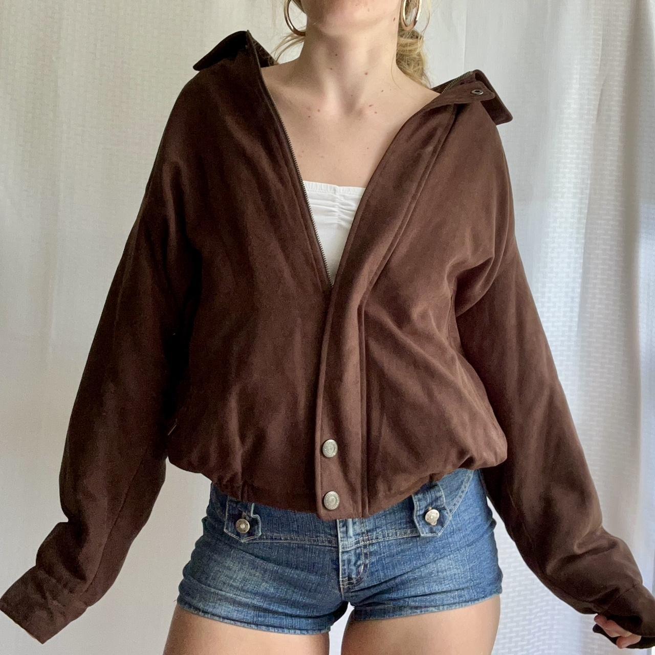 weatherproof brown oversized faux suede utility... - Depop