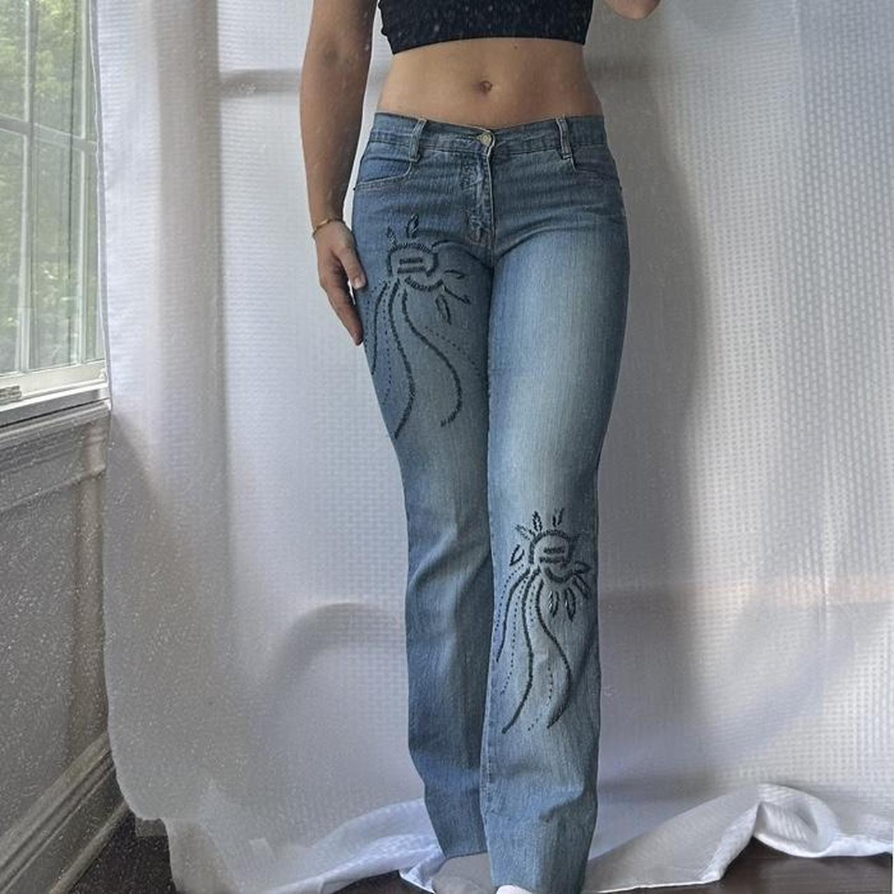 Street Code vintage bootcut lowrise jeans with black... - Depop
