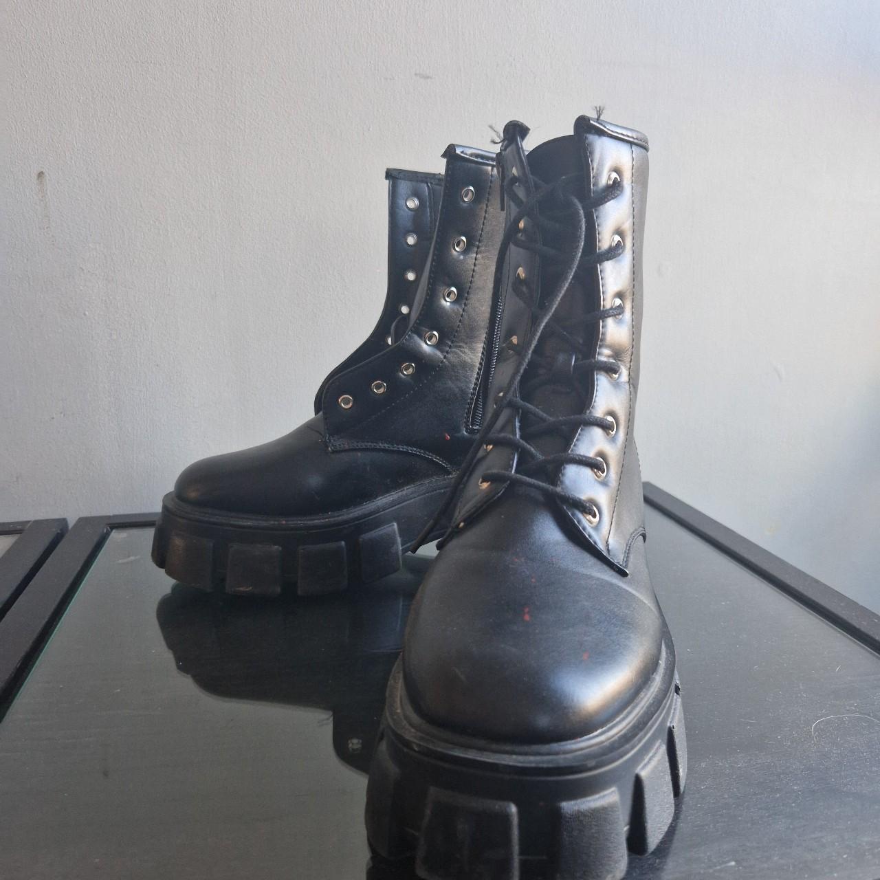 Platform chunky lace-up boots Size 5 Worn but... - Depop
