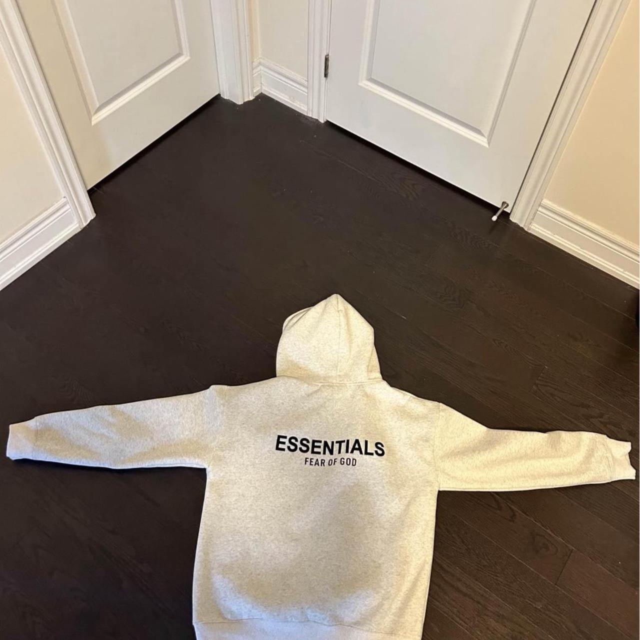 Light oatmeal essentials hoodie size Small - Depop