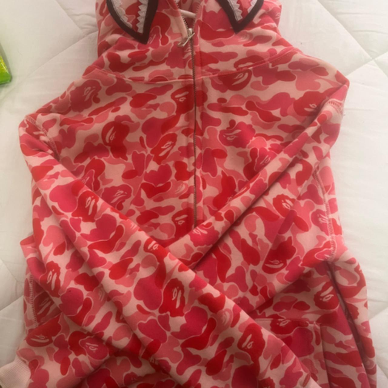 Pink BAPE Zip up Size Large Like New! - Depop