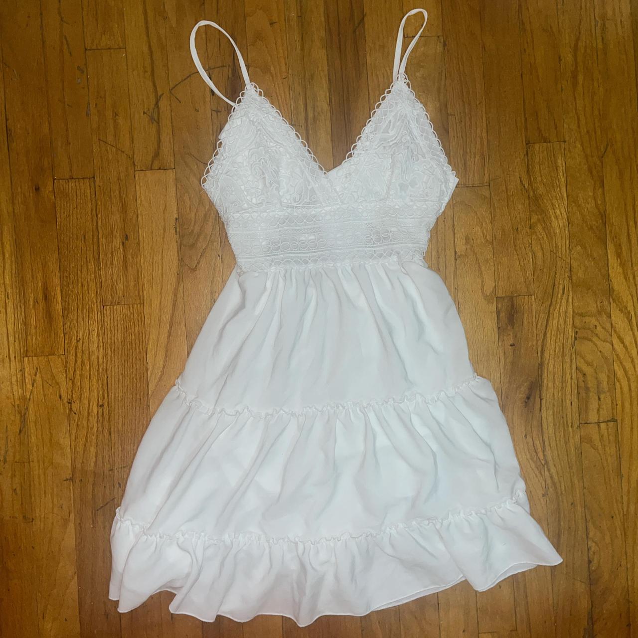 White lace maxi dress with cute tie back detail No... | Depop