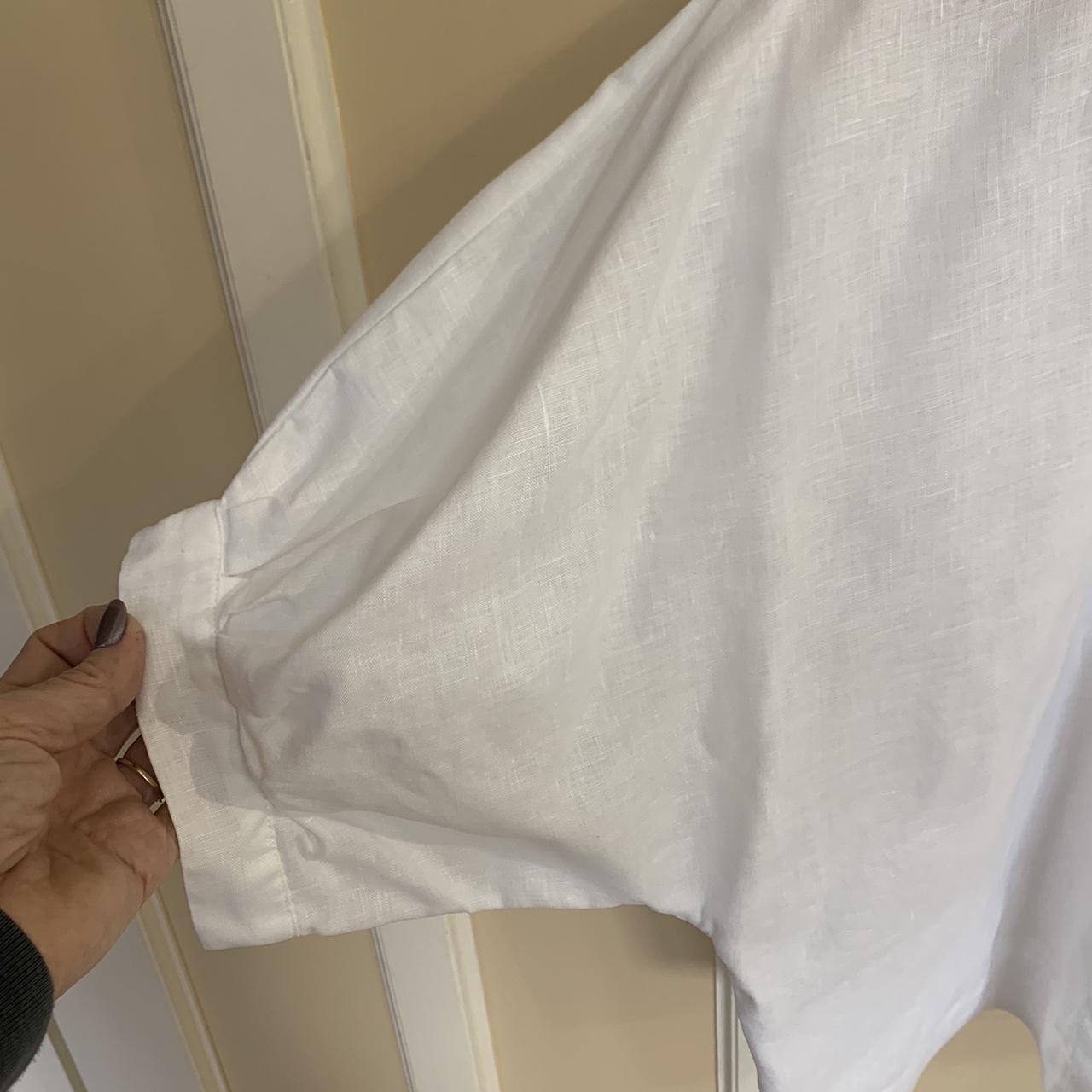 Gorman white linen cropped shirt Size 10. Puffed... - Depop