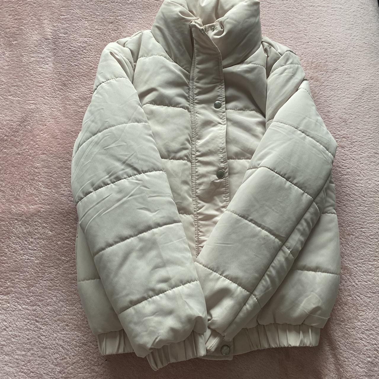 Boohoo Cream Puffer Jacket #boohoo #pufferjacket... - Depop