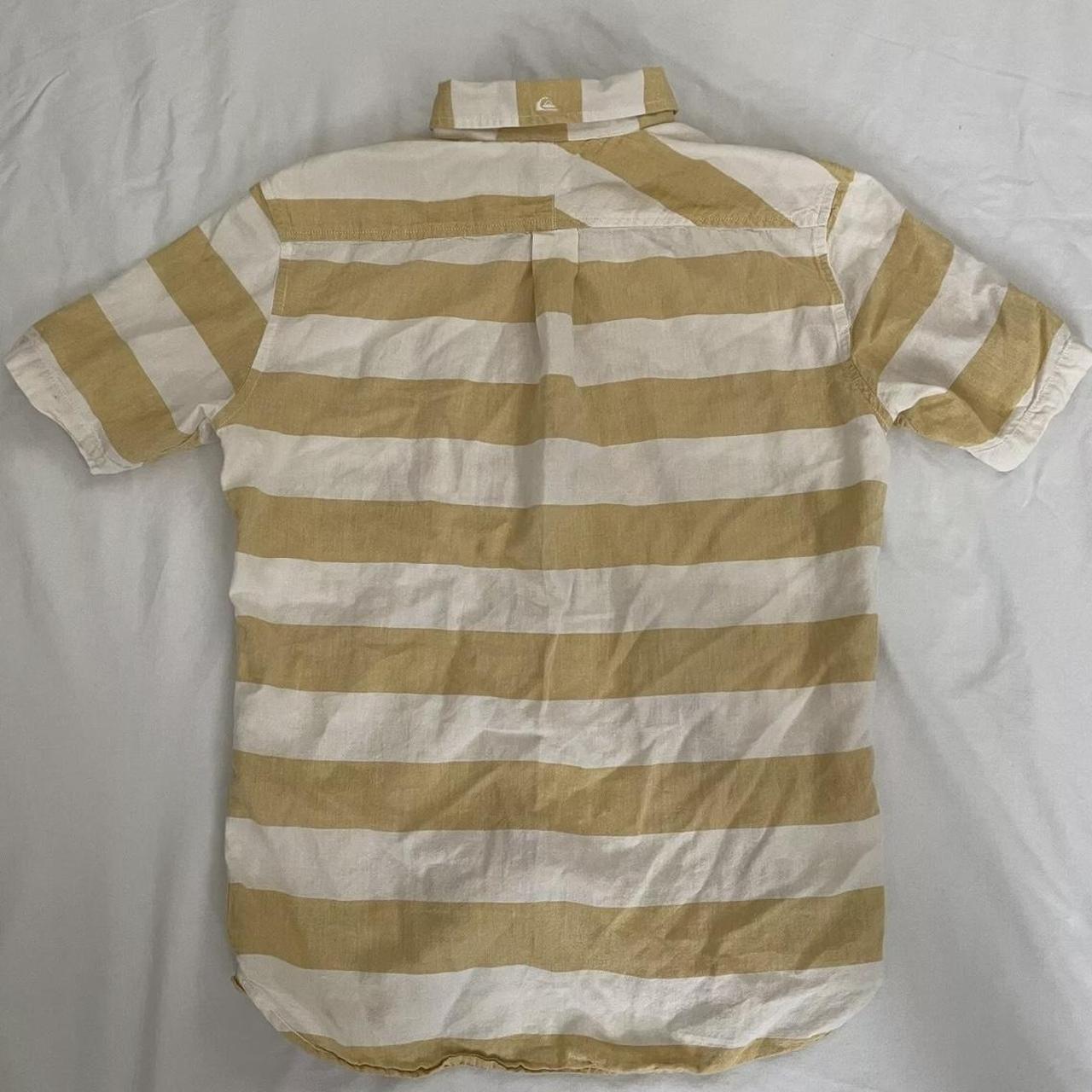 Quiksilver Striped Linen Button-up Short-sleeved... | Depop