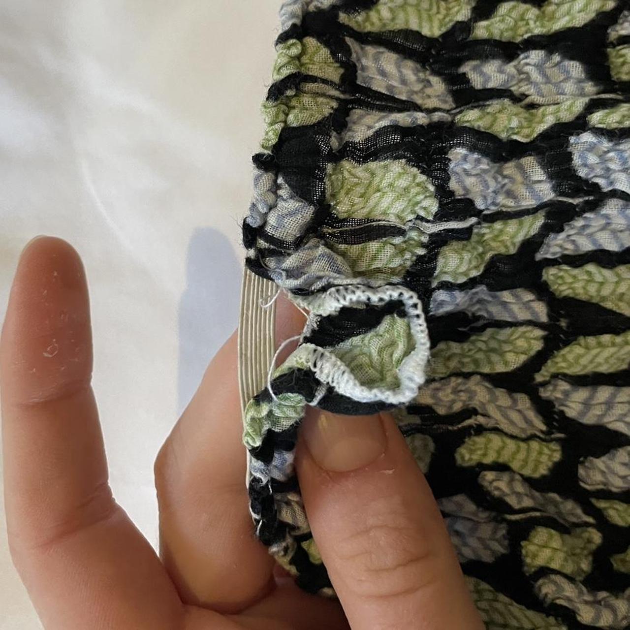 Hoboko green and black boob tube. Elasticated at the... - Depop