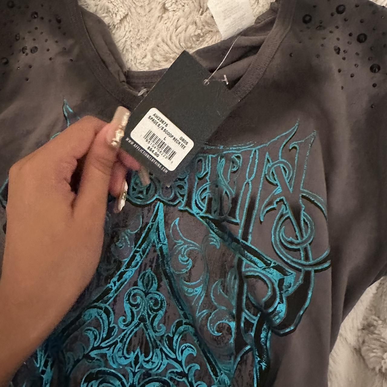 affliction top with open back brand new with tags... - Depop