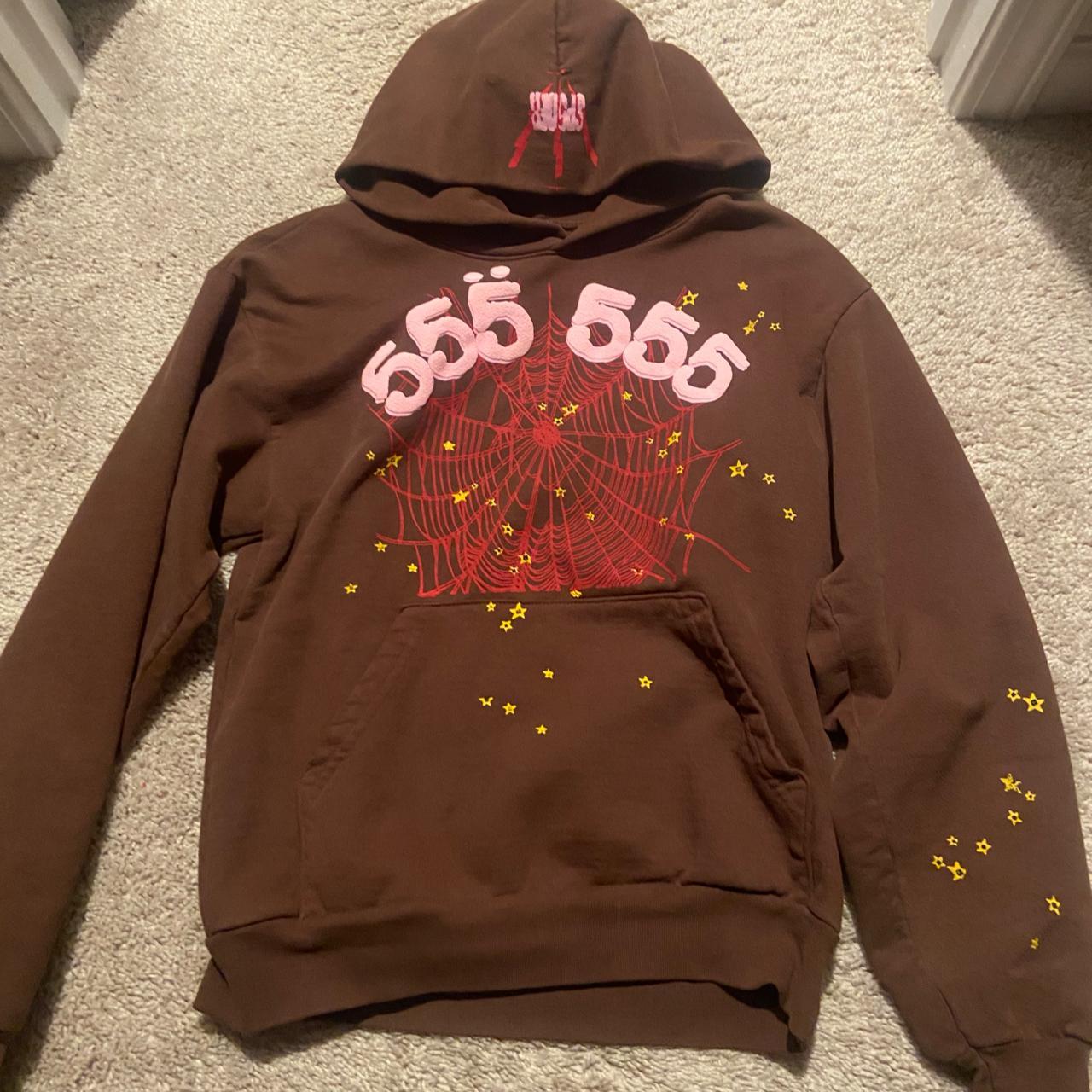 555 angel number sp5der hoodie worn once dm before... - Depop