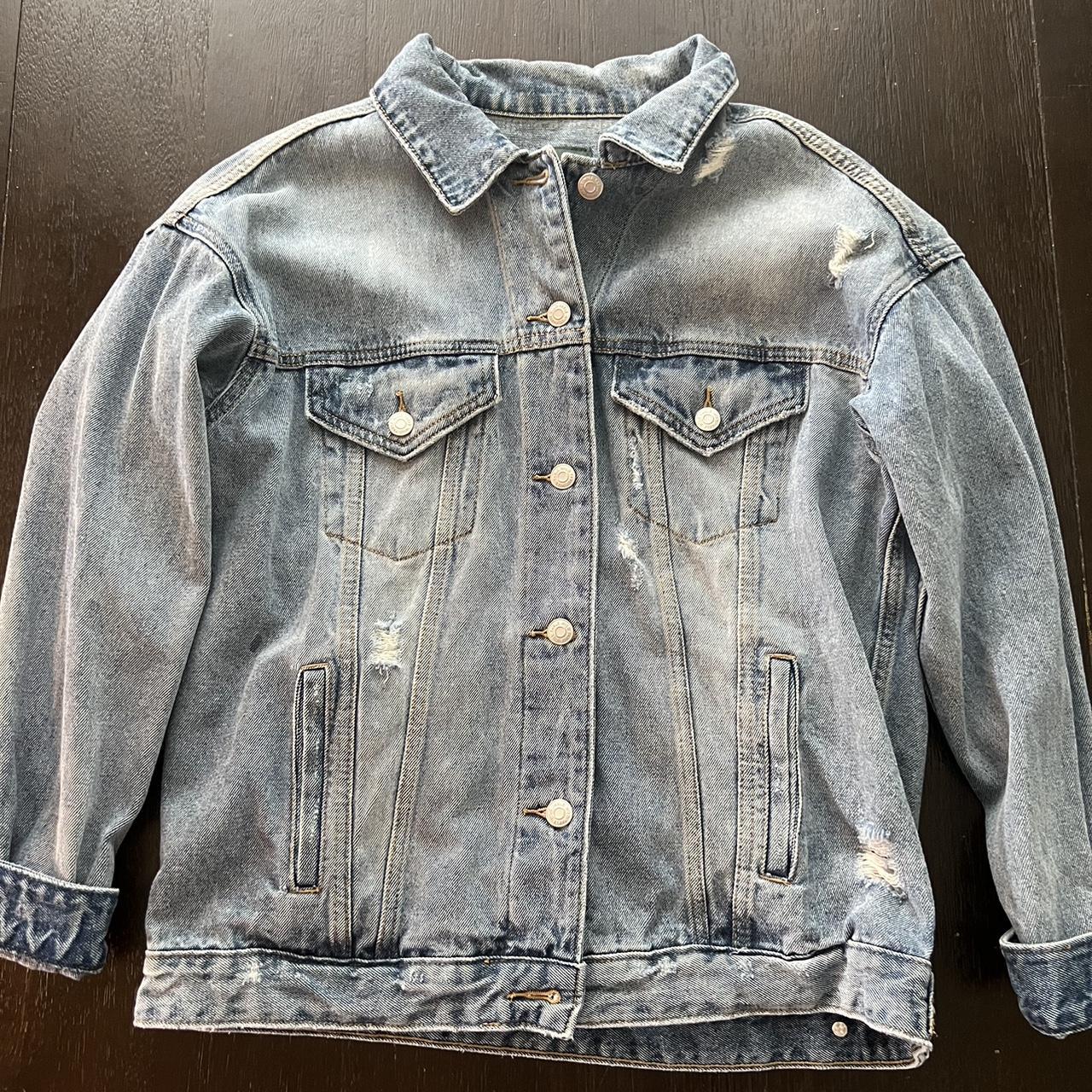 jean jacket worn twice send offers - Depop