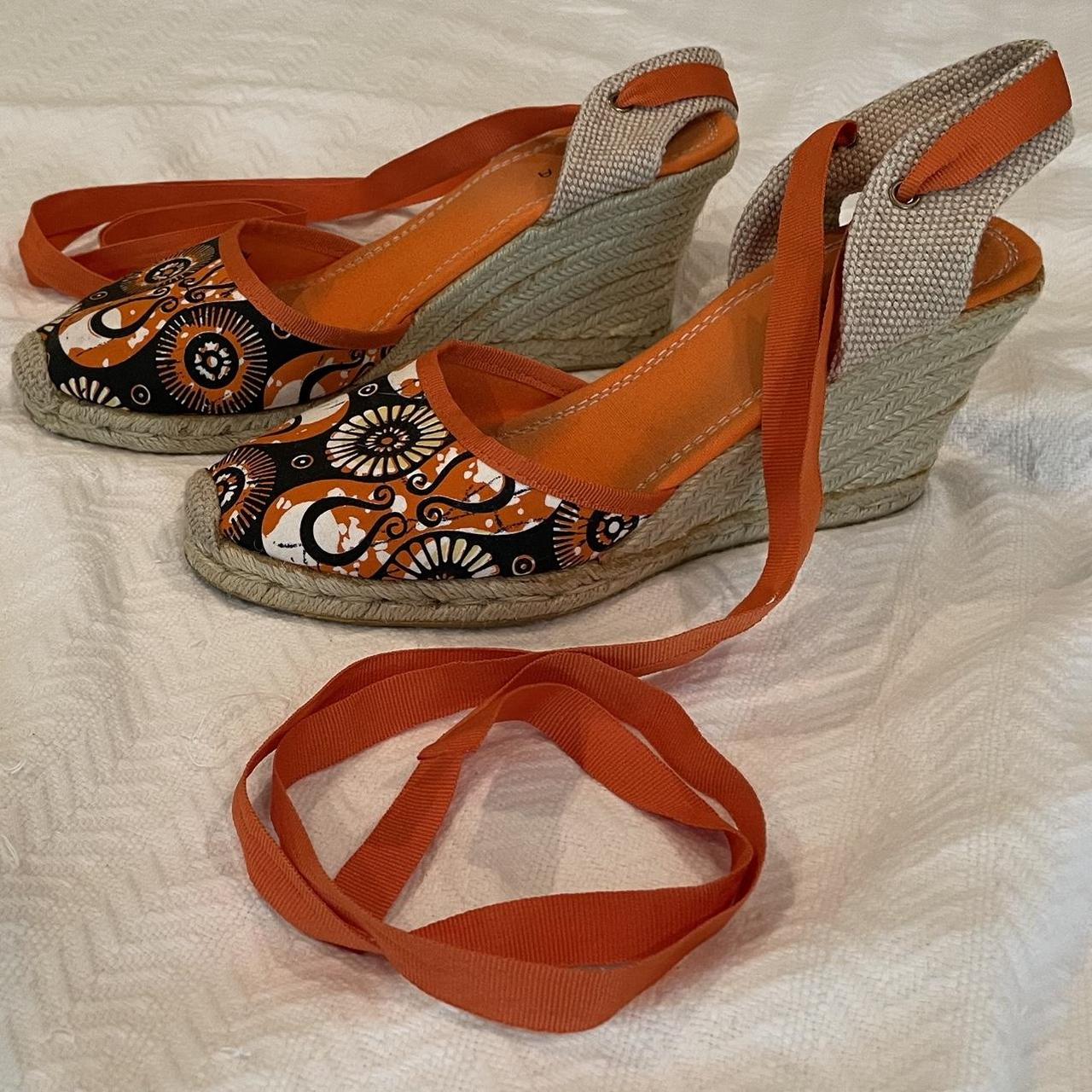 Unisa Canvas Wedge Espadrille shoes -size 10 -orange... - Depop