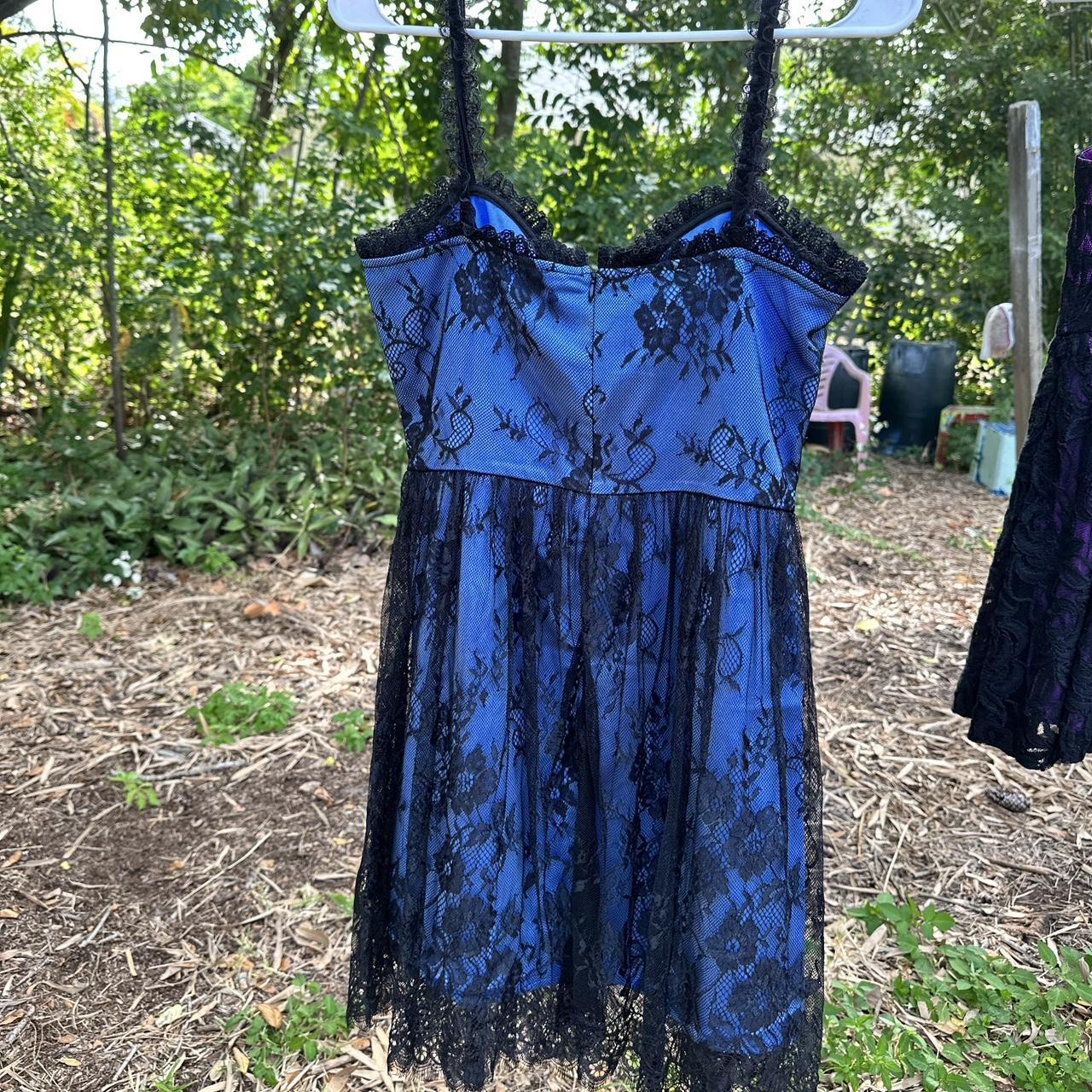 Widow dollskill black and blue lace dress - Depop