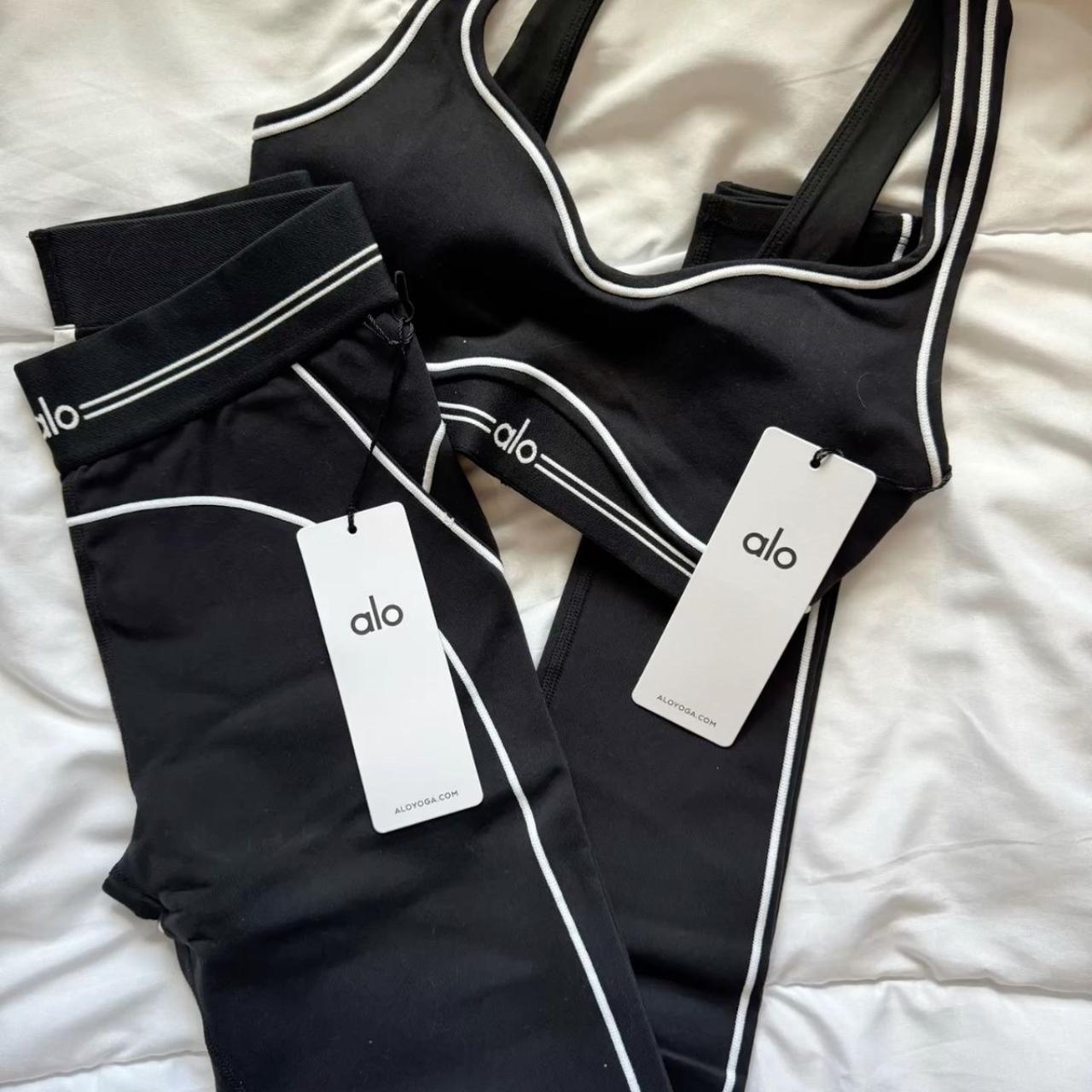 Black alo set never worn and in a size medium!... | Depop