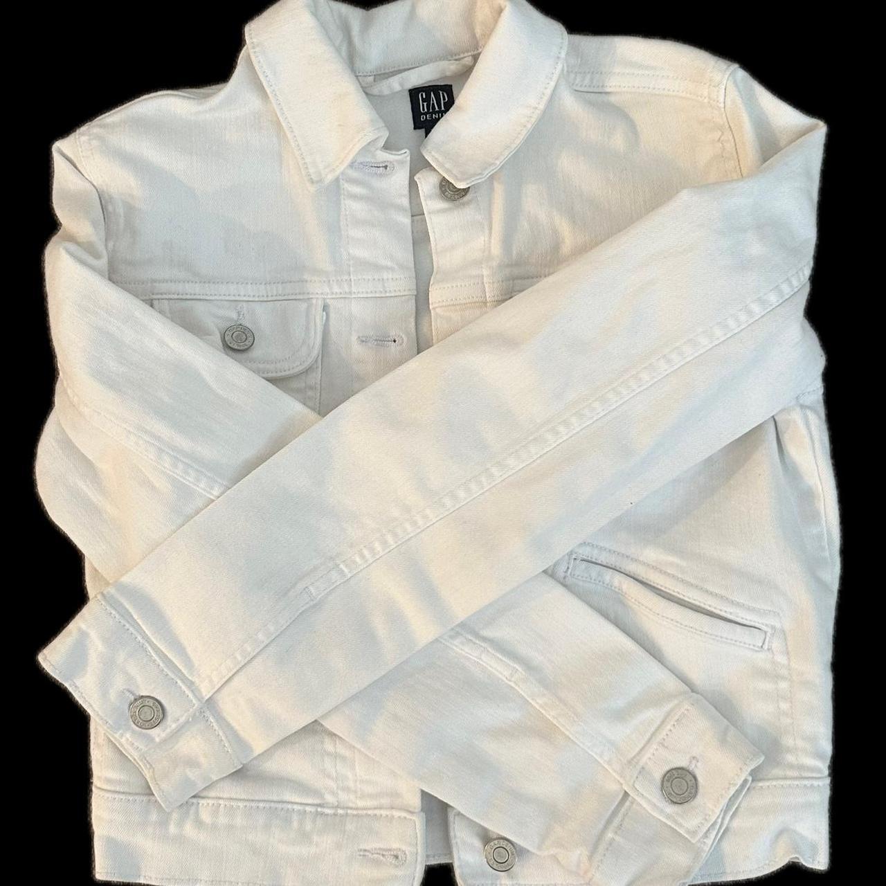 Denim white button jacket #coverup #Denimjacket... - Depop