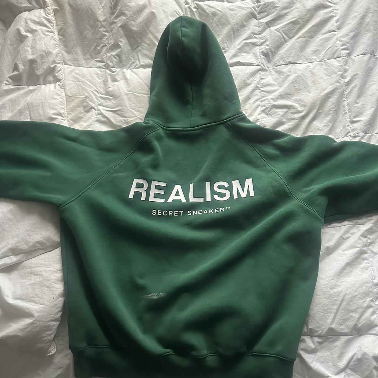 green realism hoodie from secret sneaker size:... | Depop