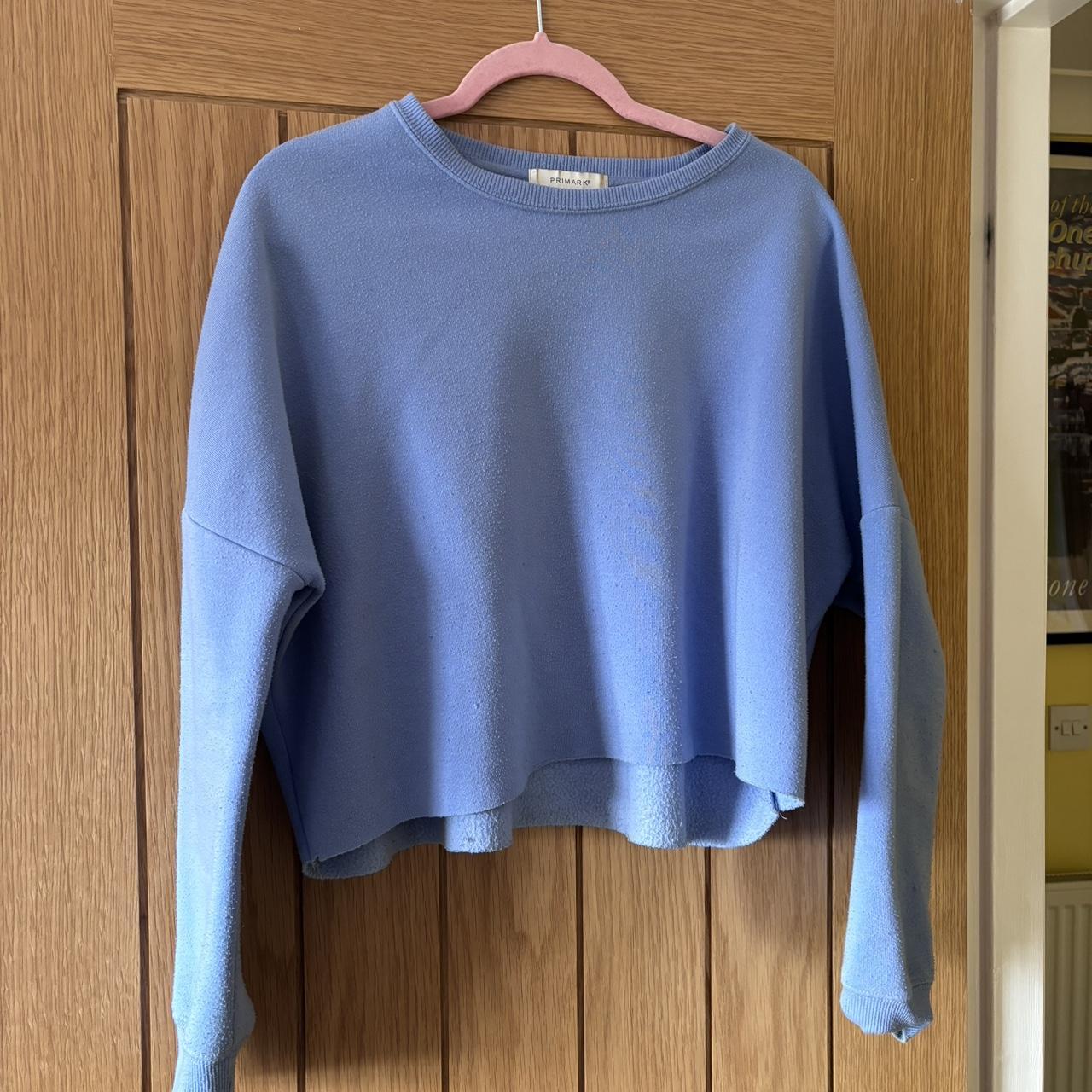 Cropped blue sweater - Depop
