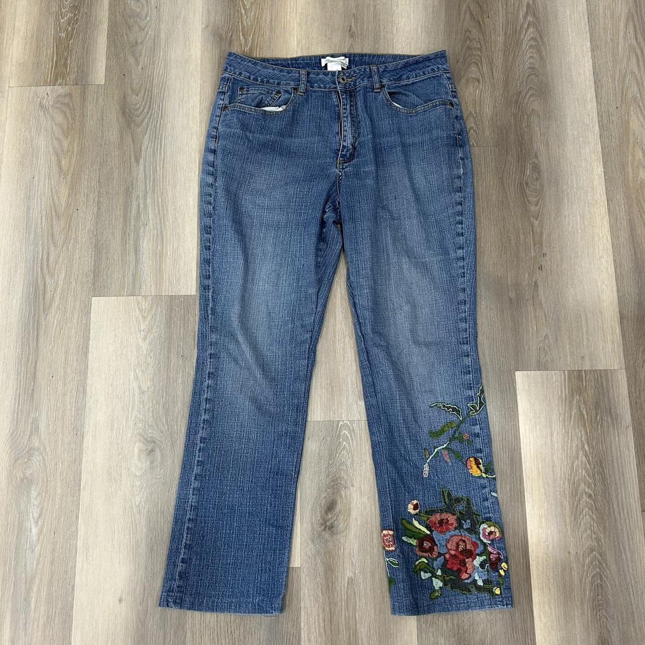 Y2k cold water creek embroidered floral jeans #indie | Depop