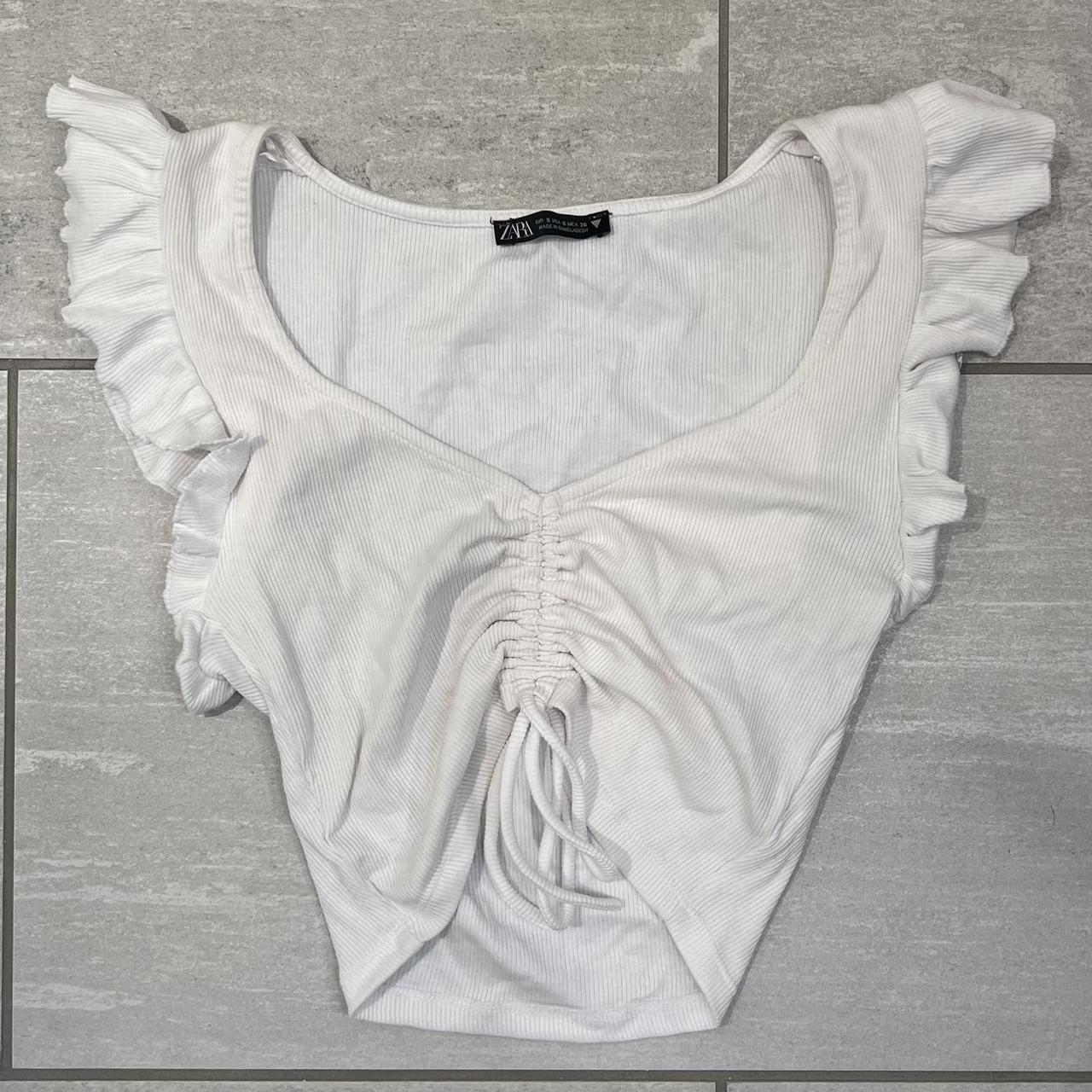 Zara White Ruffle Top Size: Small #zara #white... - Depop