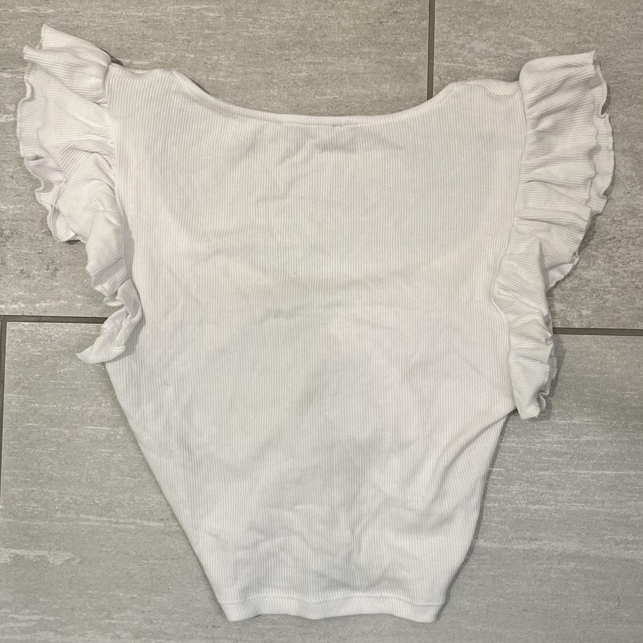 Zara White Ruffle Top Size: Small #zara #white... - Depop
