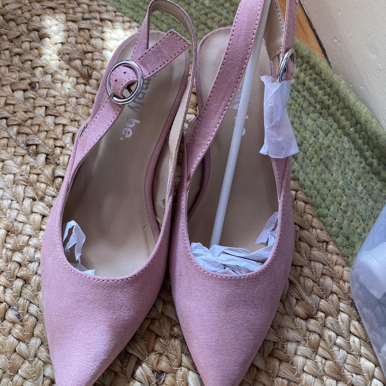 Pink Suede Slingback Heel Size 6 never worn - Depop