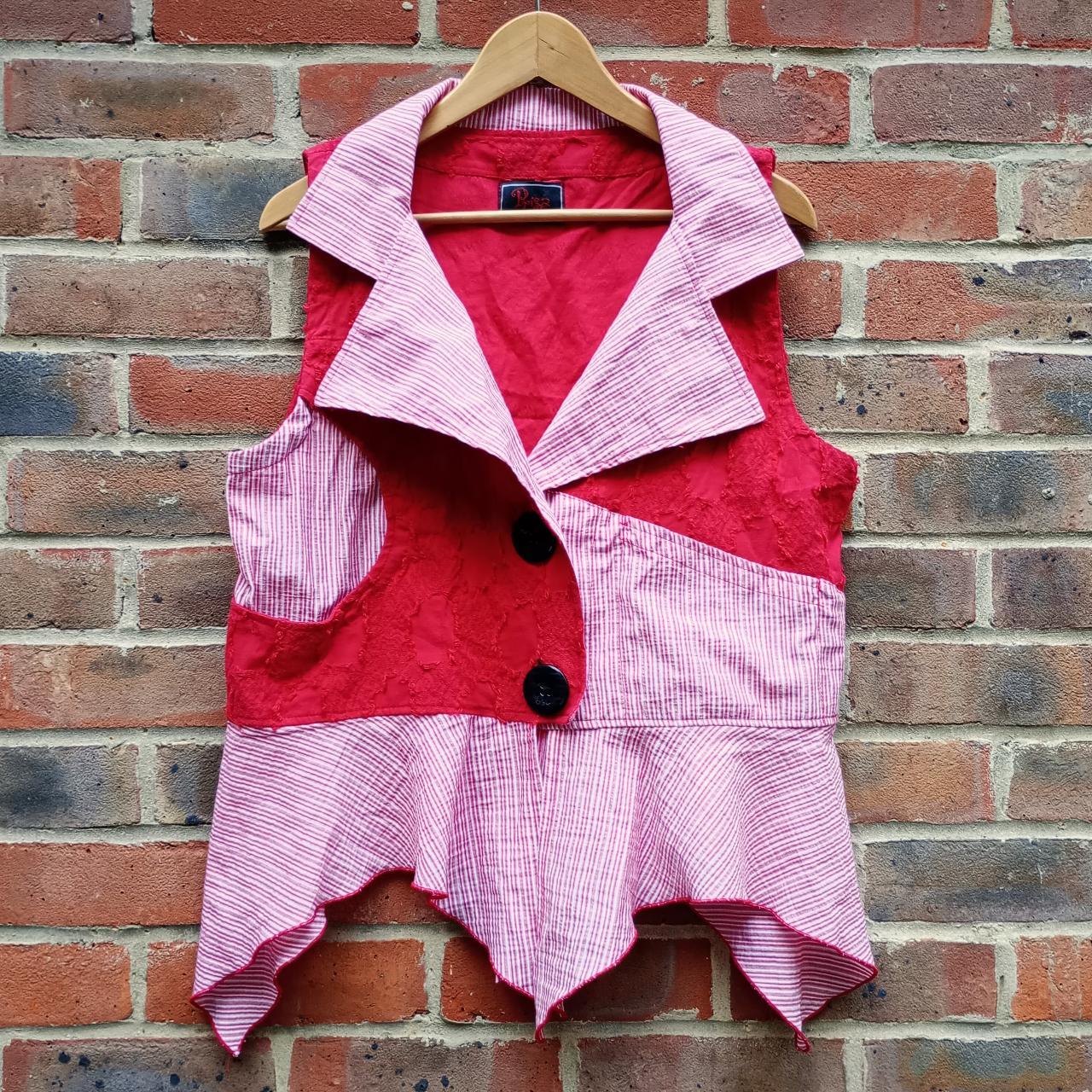 Prisa Boutique Red 100% Cotton Patchwork Waistcoat... - Depop