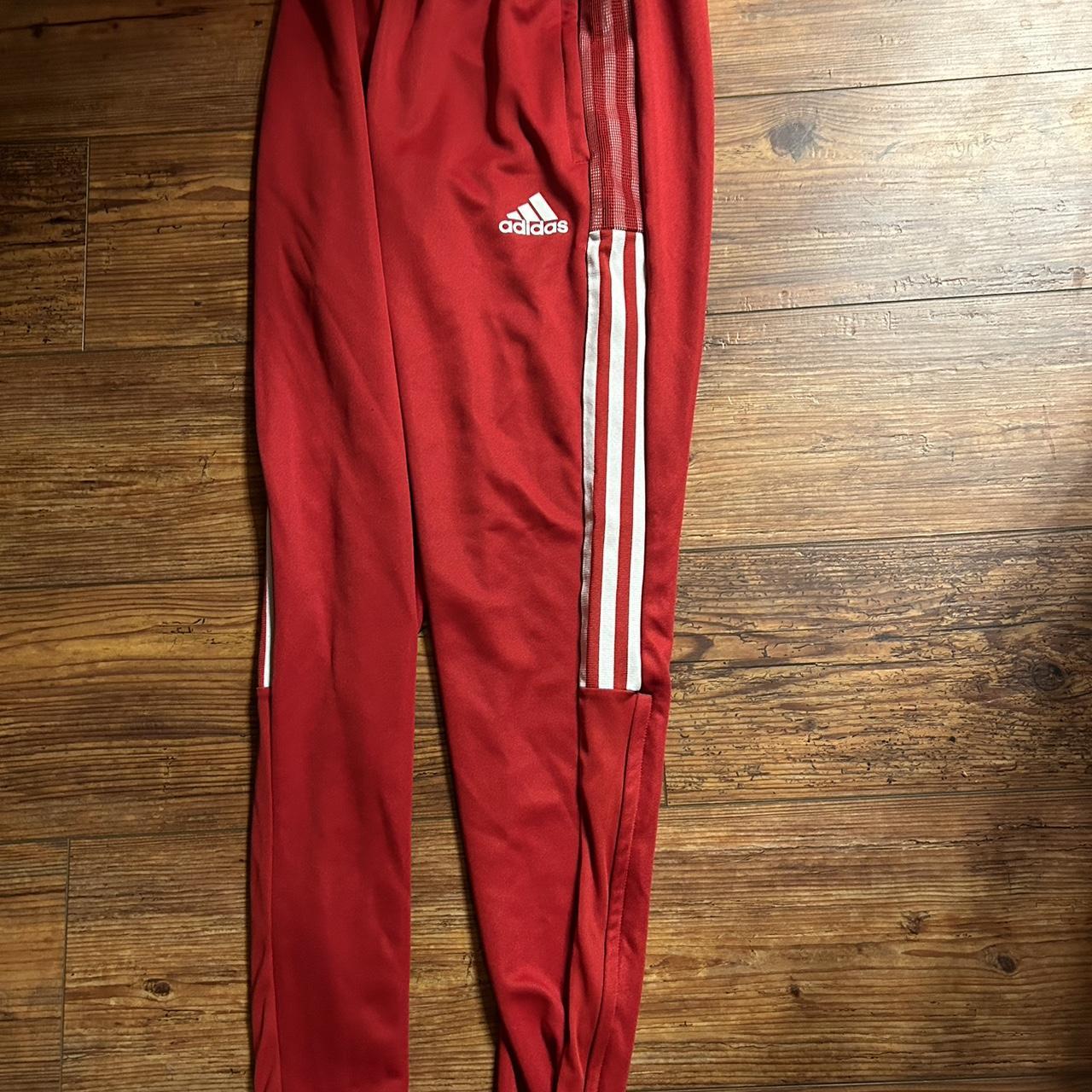 Small Red adidas track pants - Depop