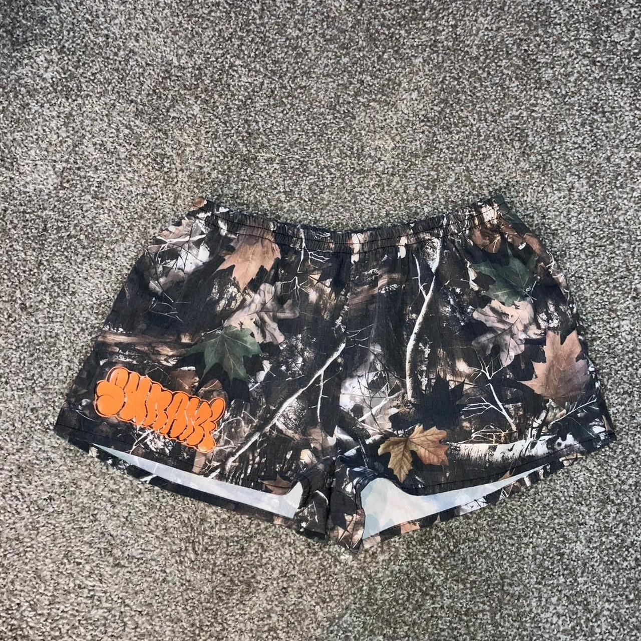 Sunami shorts! Orange Sunami band logo on hunting... - Depop