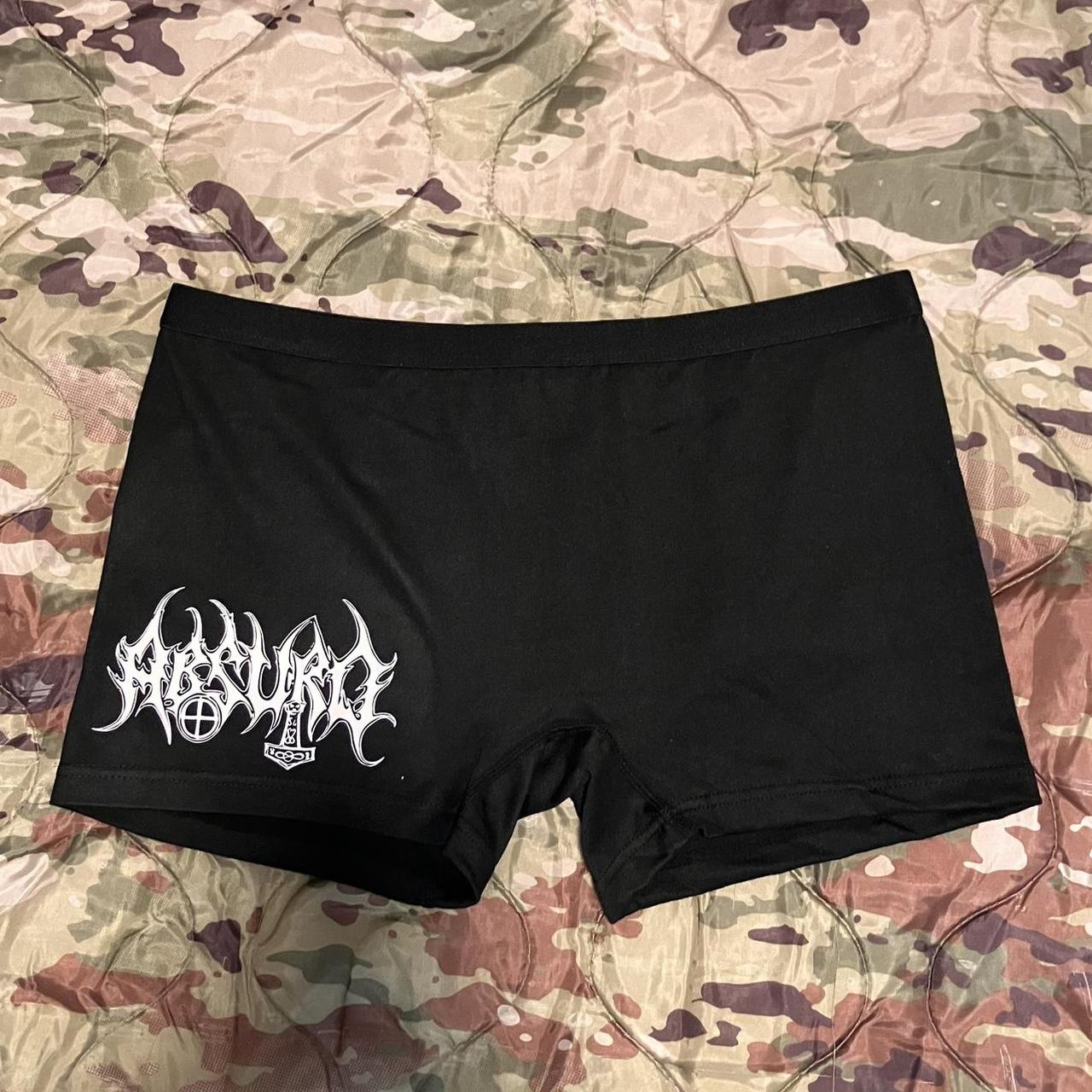 Absurd band logo on size medium boyshorts. Fits more... | Depop
