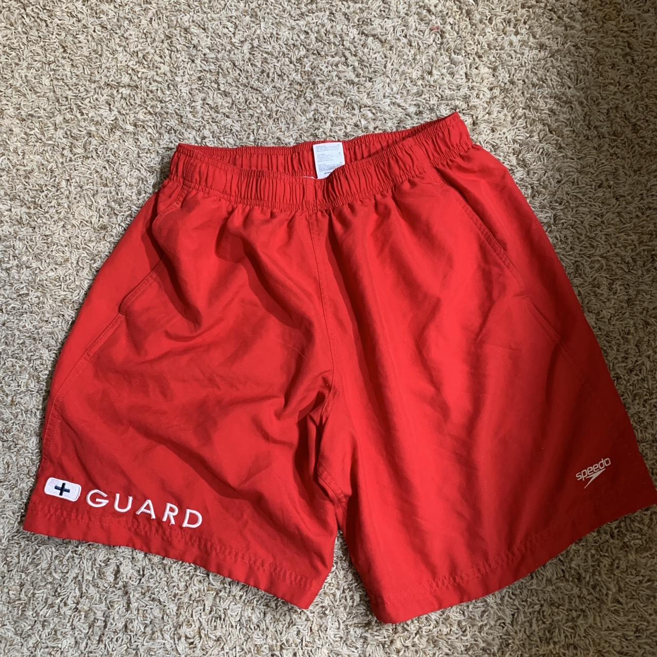 Speedo lifeguard swim trunks Small Red - Depop