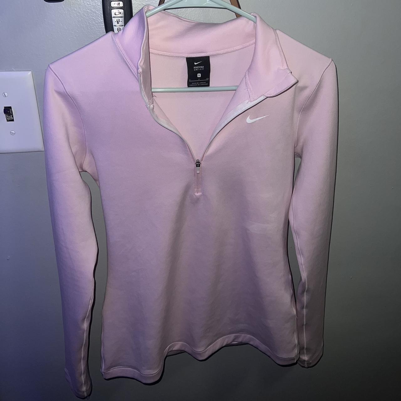pink nike fitted long sleeve #nike #lightpink - Depop