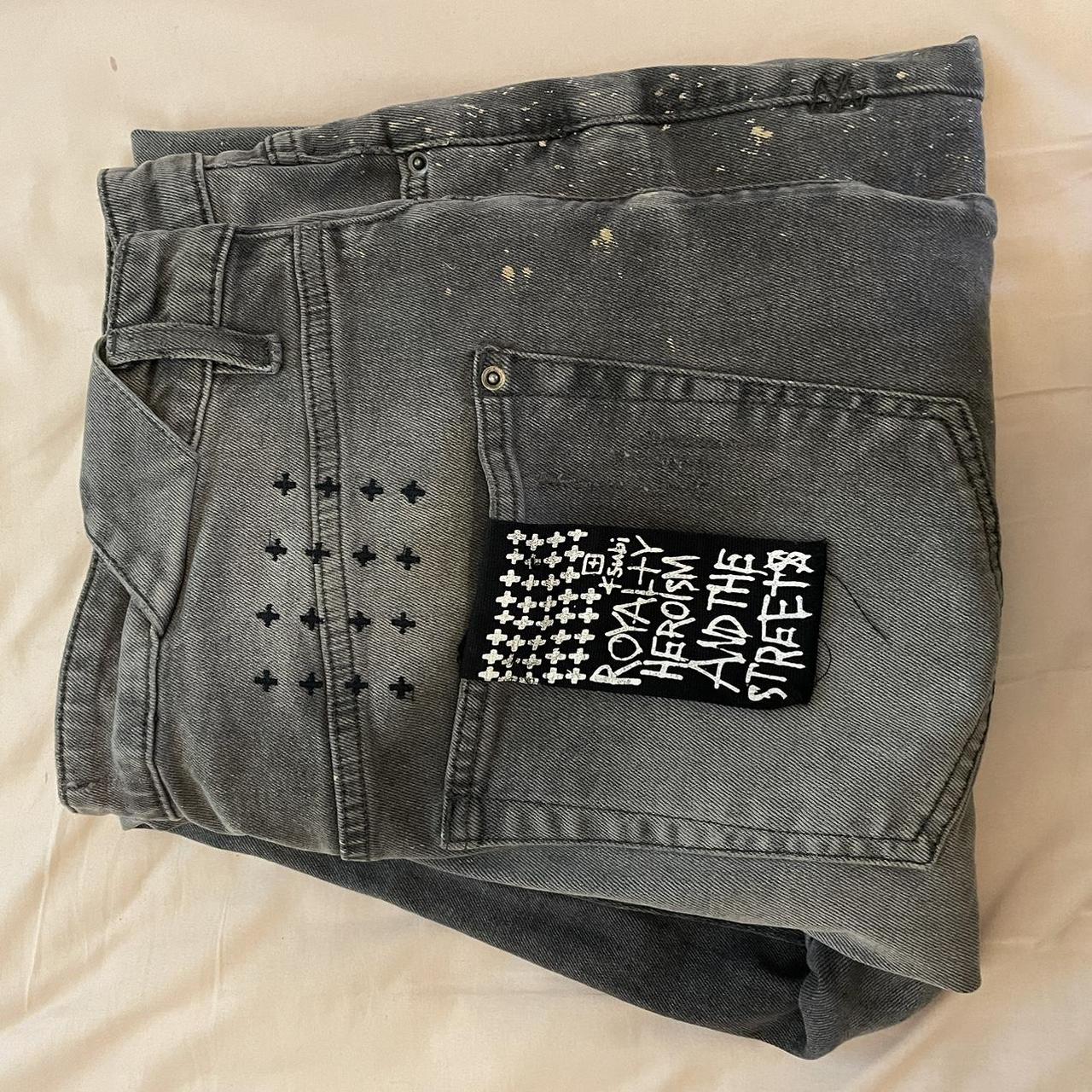 Ksubi grey jeans Black and grey jeans with paint... - Depop
