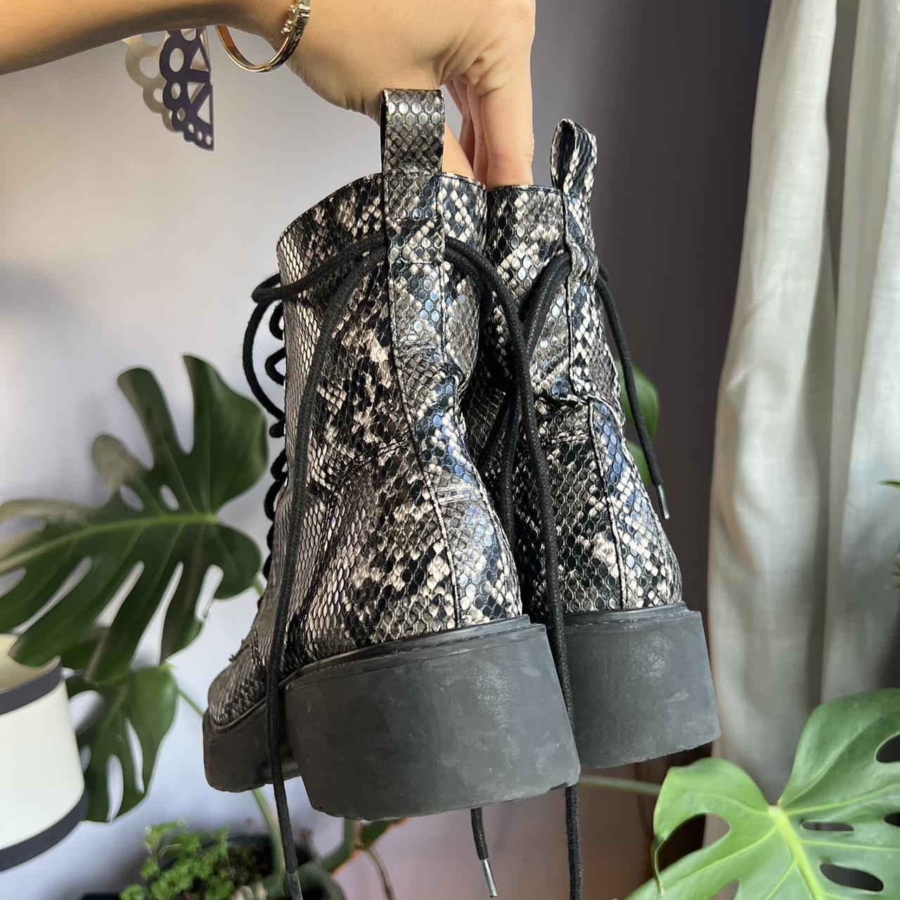 Platform grey snake skin lug sole leather style... - Depop