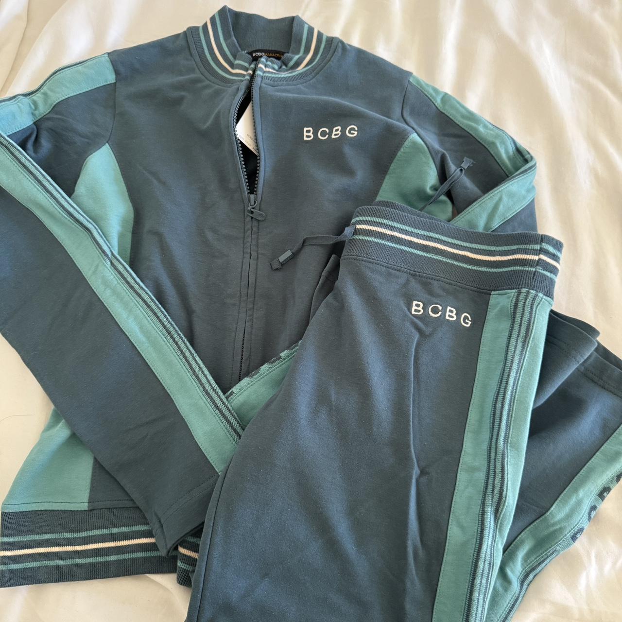 [2 PIECE SET] Y2K BCBG tracksuit set - teal with... - Depop