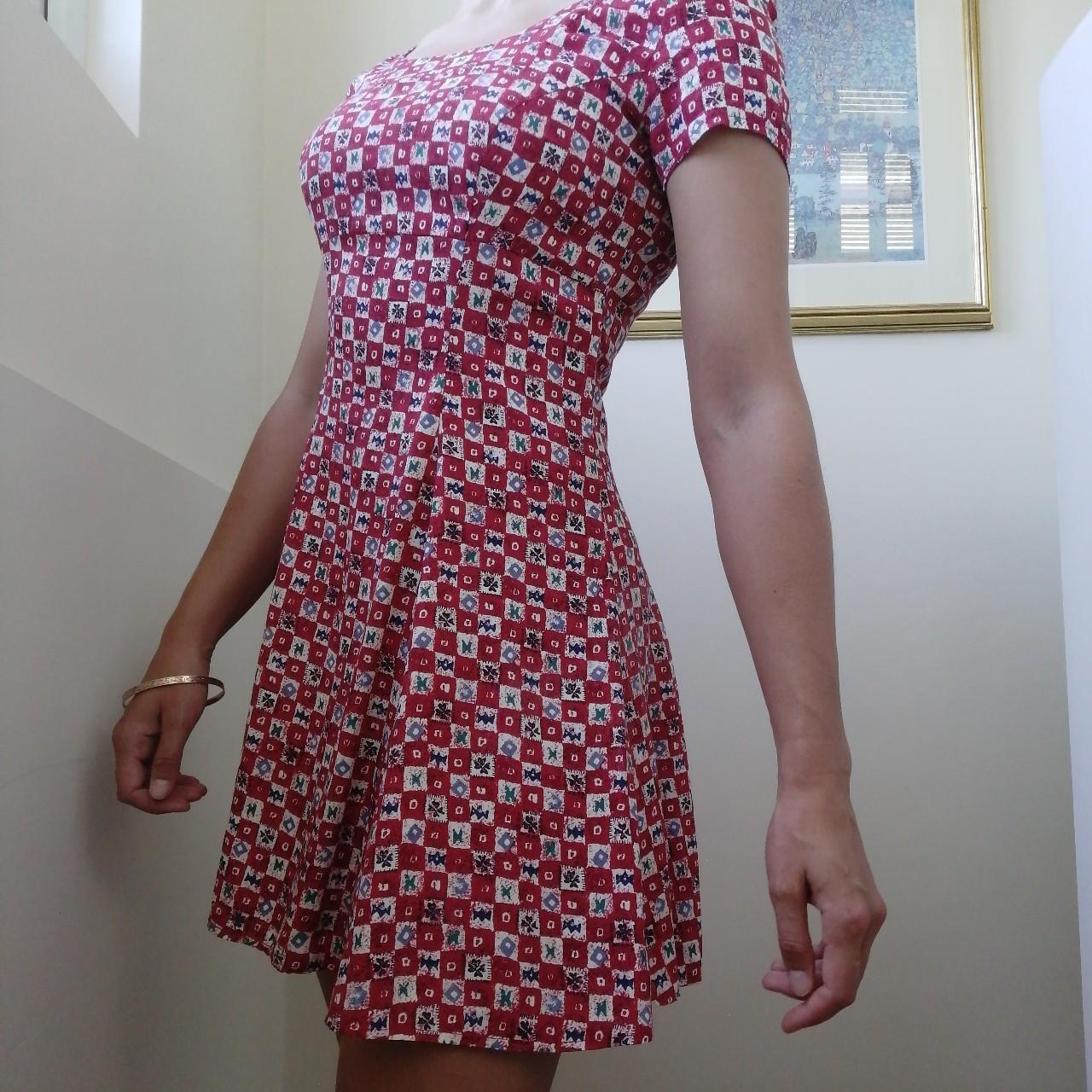 Red pattern dress True Vintage. Cute and playful... - Depop