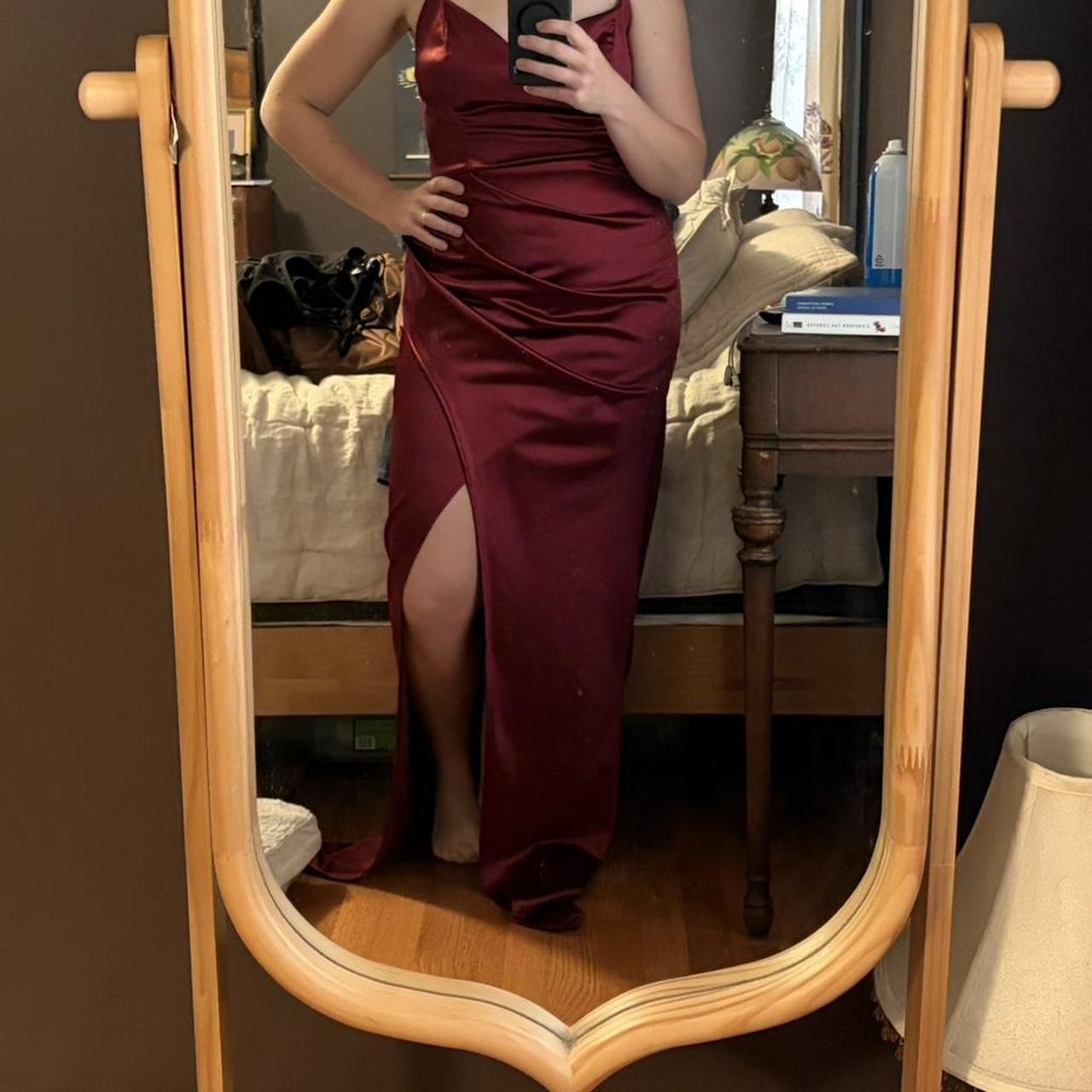 Burgundy floor length dress, minimally worn. Minor... | Depop