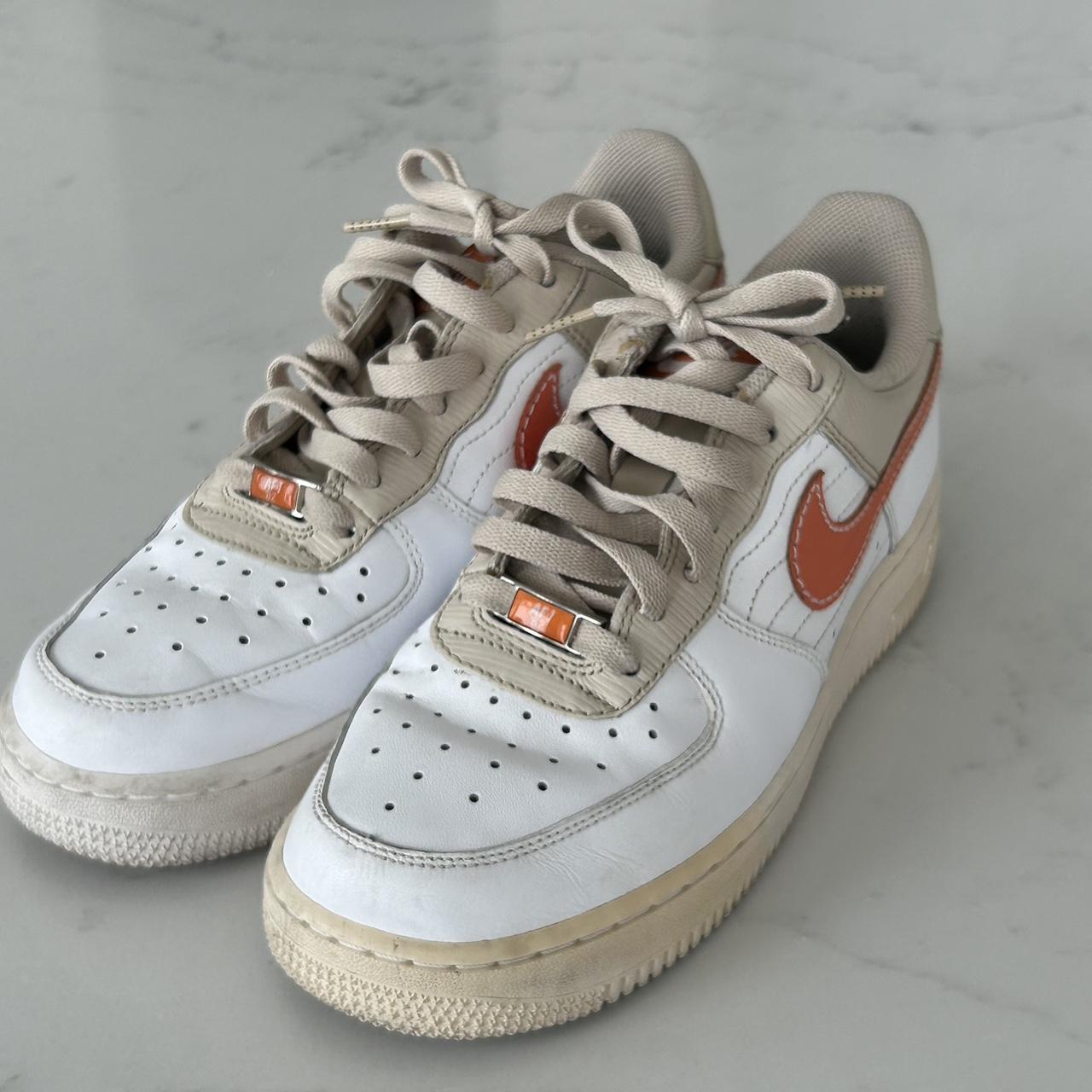 Air Force 1 orange and white. Retail is $100. Size... - Depop