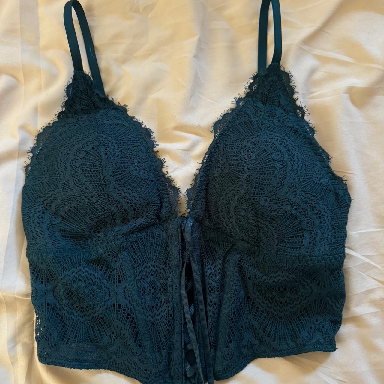 Gilly Hicks Green lace bralette with adjustable... | Depop
