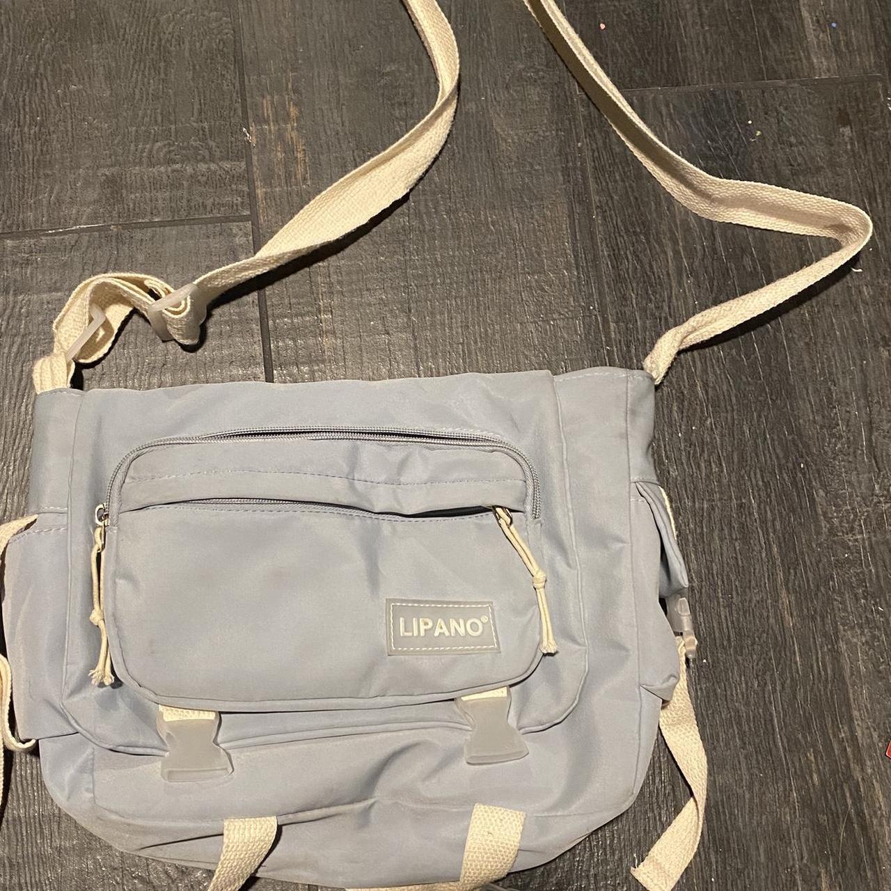 Lipano light blue and white messenger bag with... - Depop