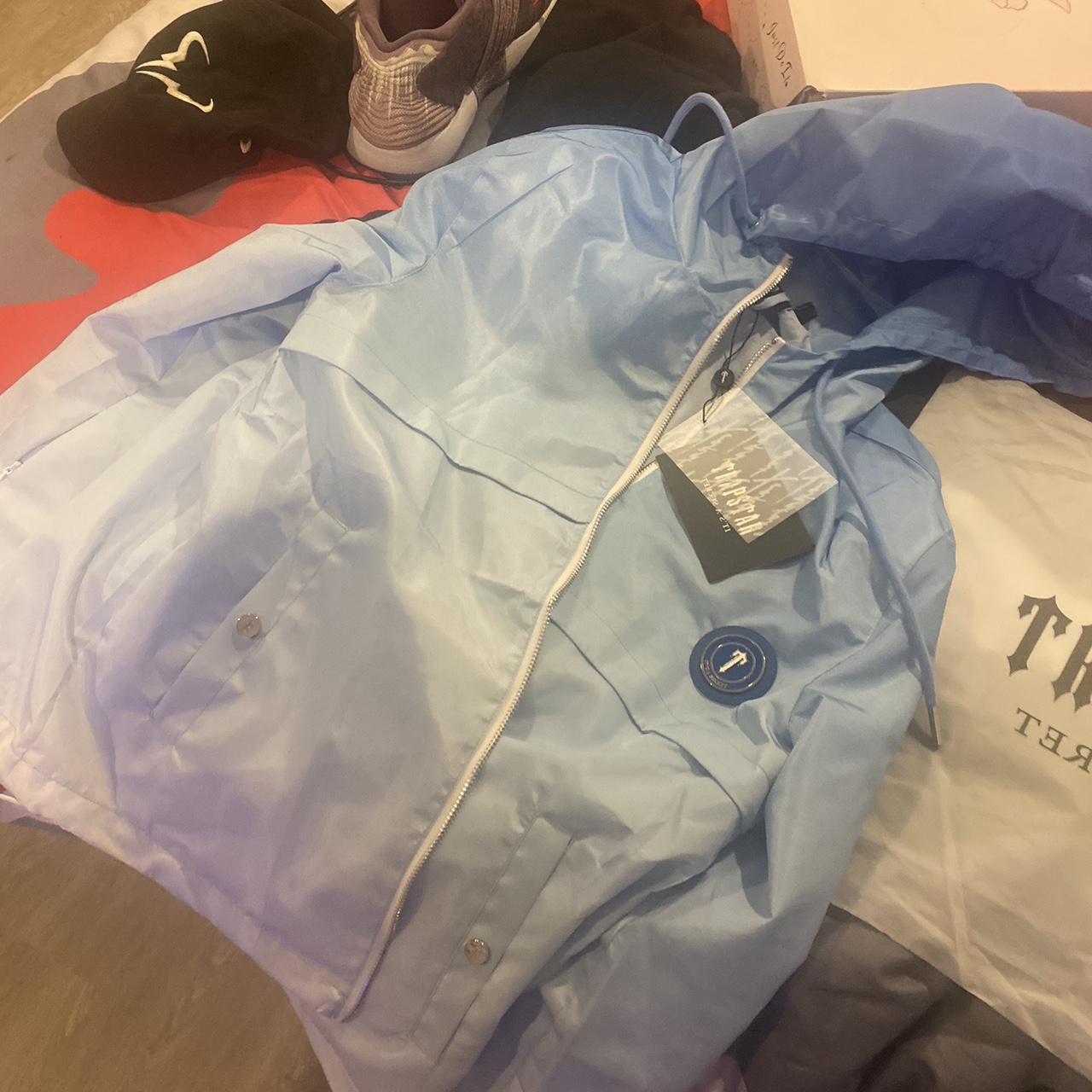 Mens trapstar jacket wind breaker size small light blue - Depop