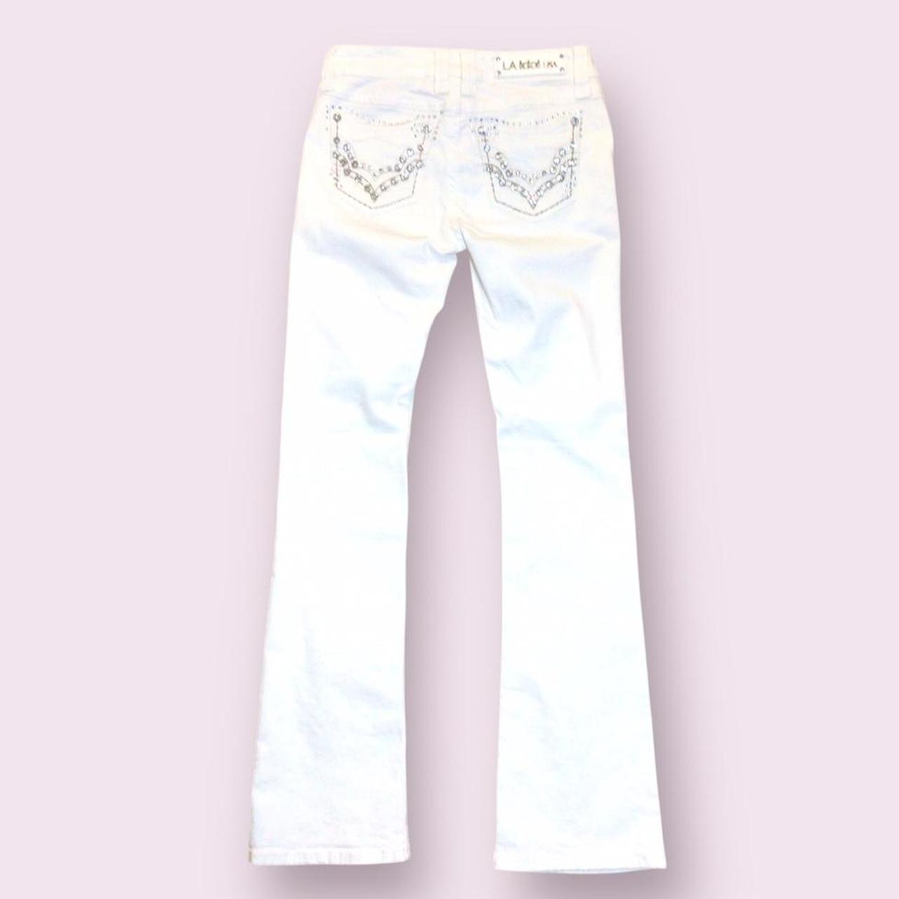 LA Idol USA White Rhinestone Jeans Size 5 Low Rise... | Depop