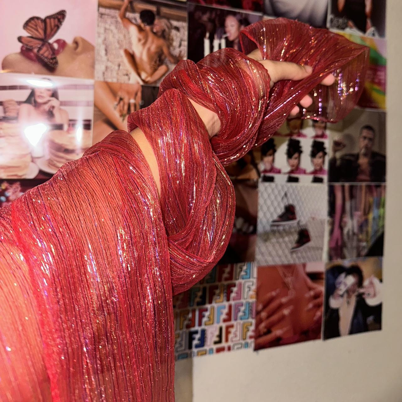 VINTAGE Y2K SCARF - red iridescent design - very... - Depop