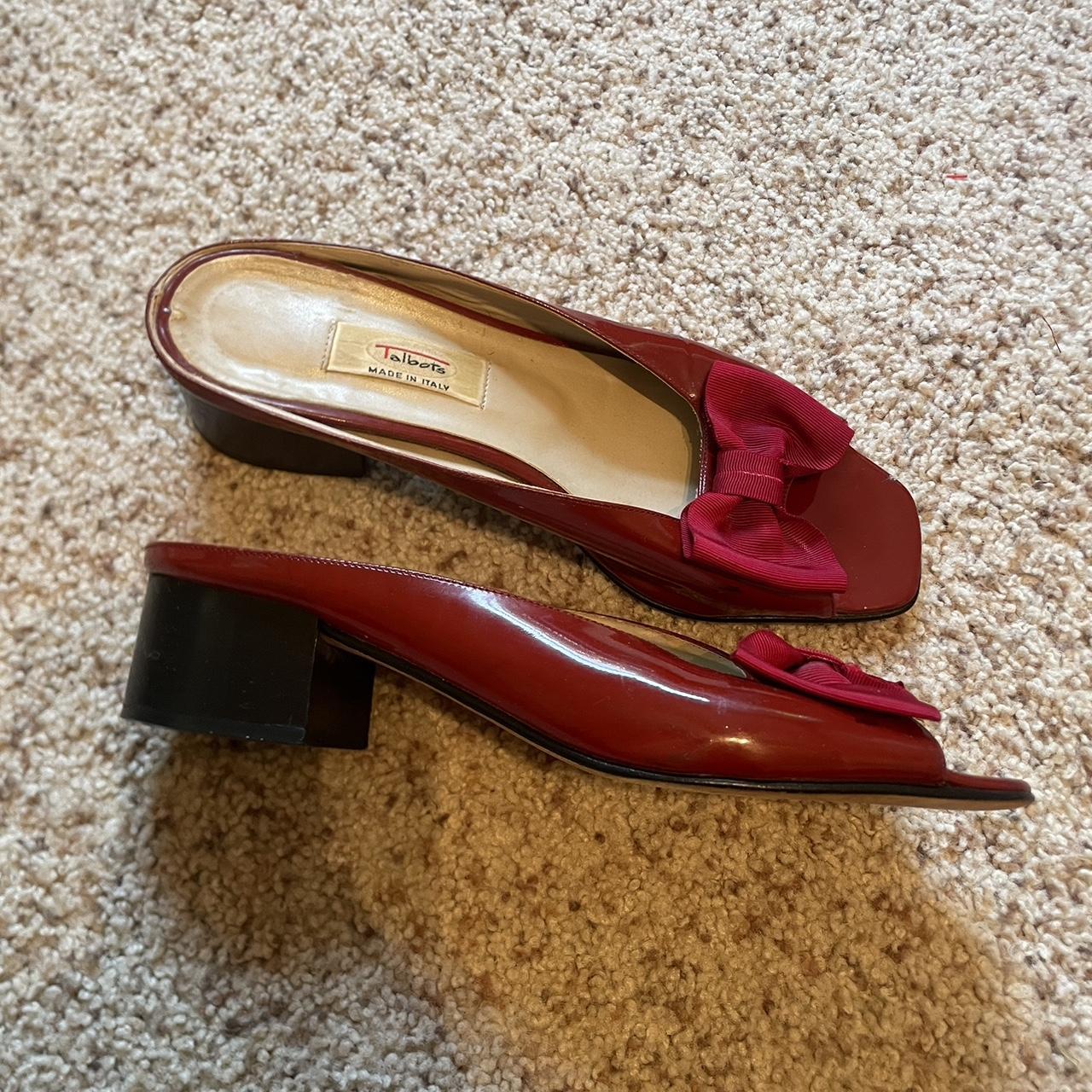Talbots brand. Vintage peep toe red patent leather... - Depop