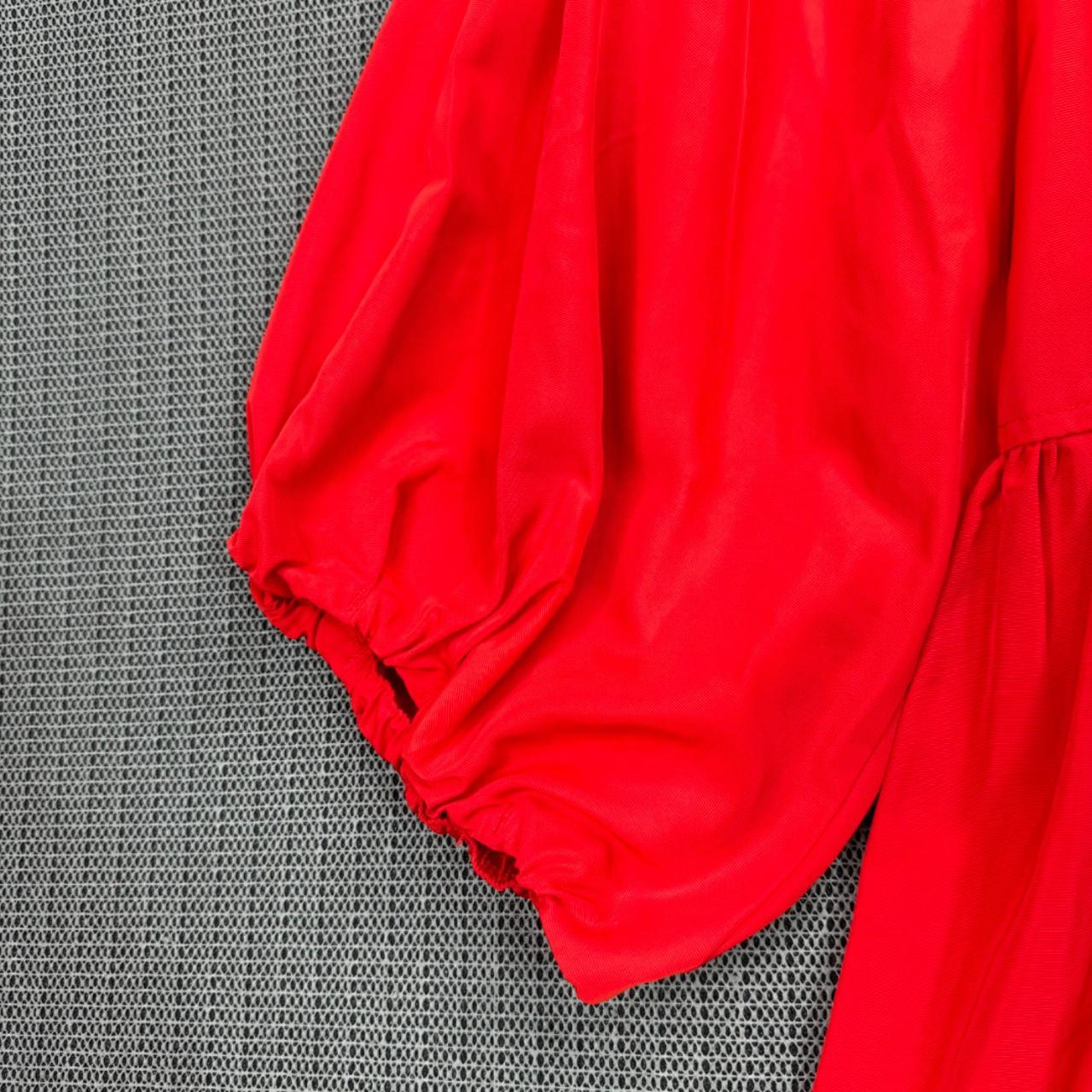 Free Assembly Red Square Neck Long Sleeve Top... - Depop