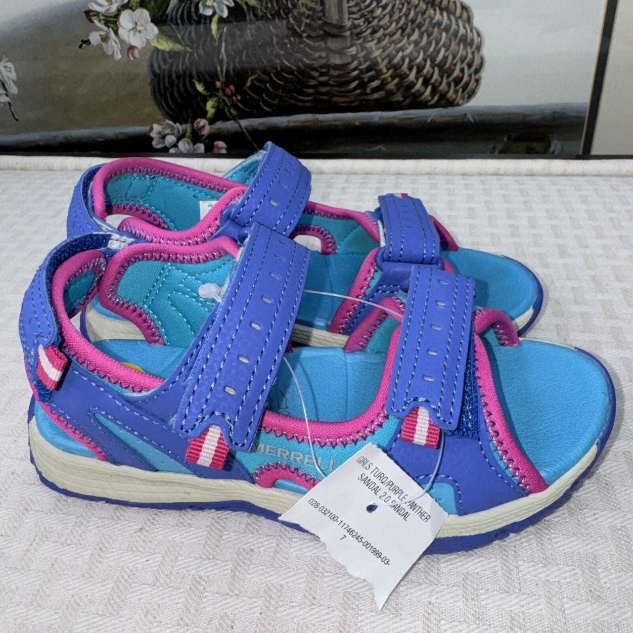 Merrell Panther Size 13 Sandal 2.0 Girls Blue Pink... - Depop