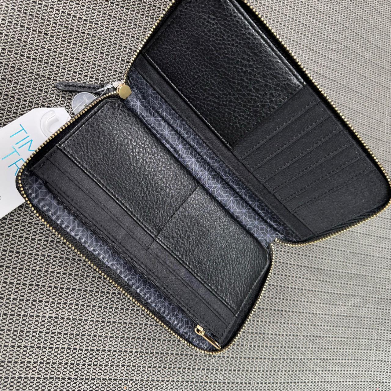 Time And Tru Black Wallet With Card Slots & Zipper... - Depop