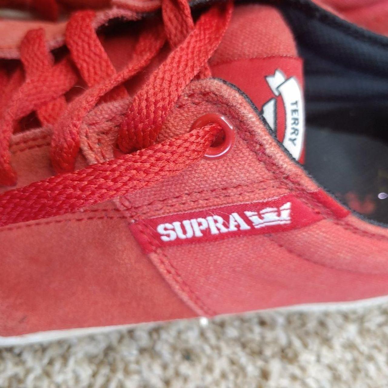 Red Supra shoes. Good condition, with some fading... - Depop